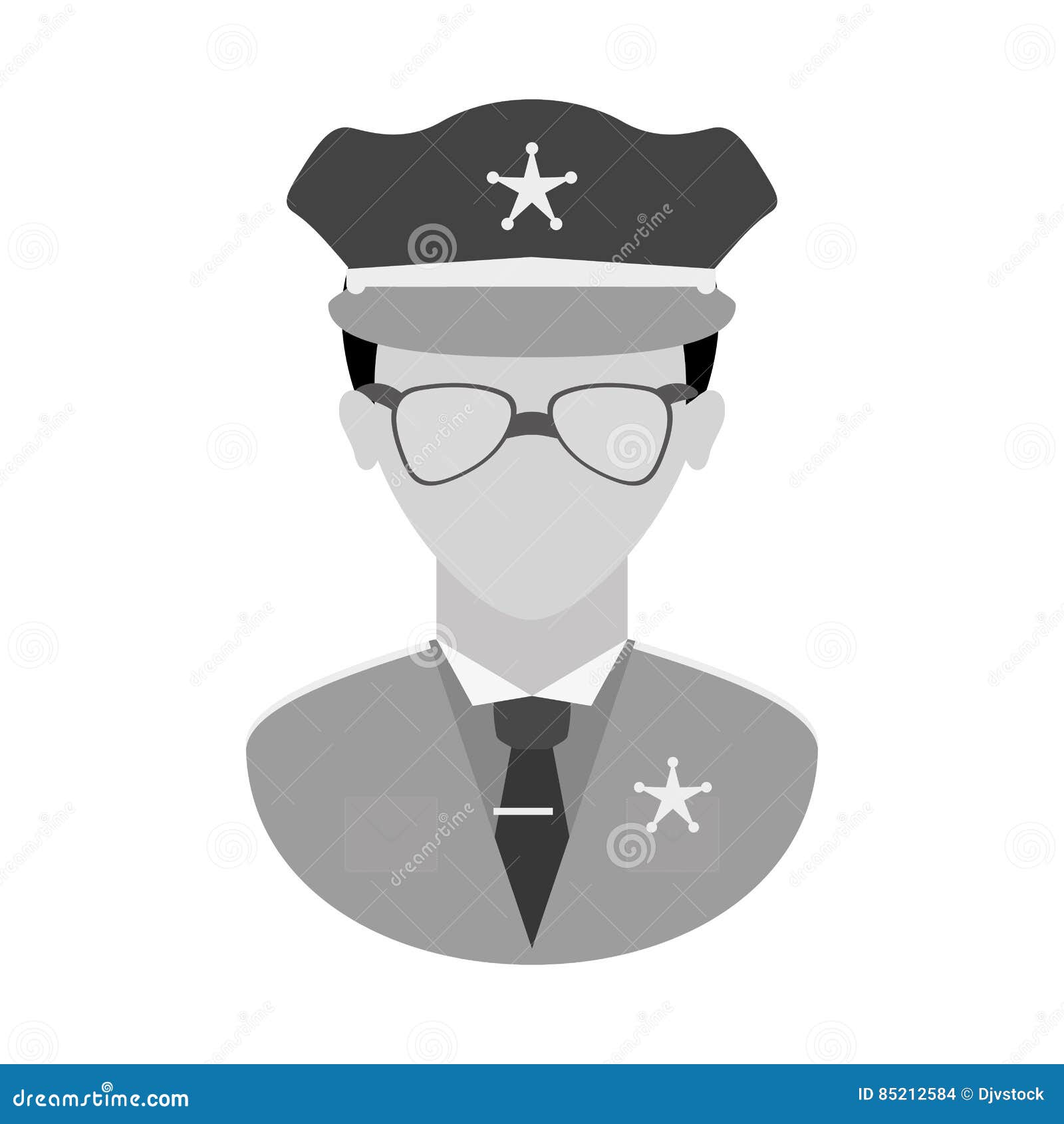 Grayscale Police Officer Icon Image Stock Illustration - Illustration ...