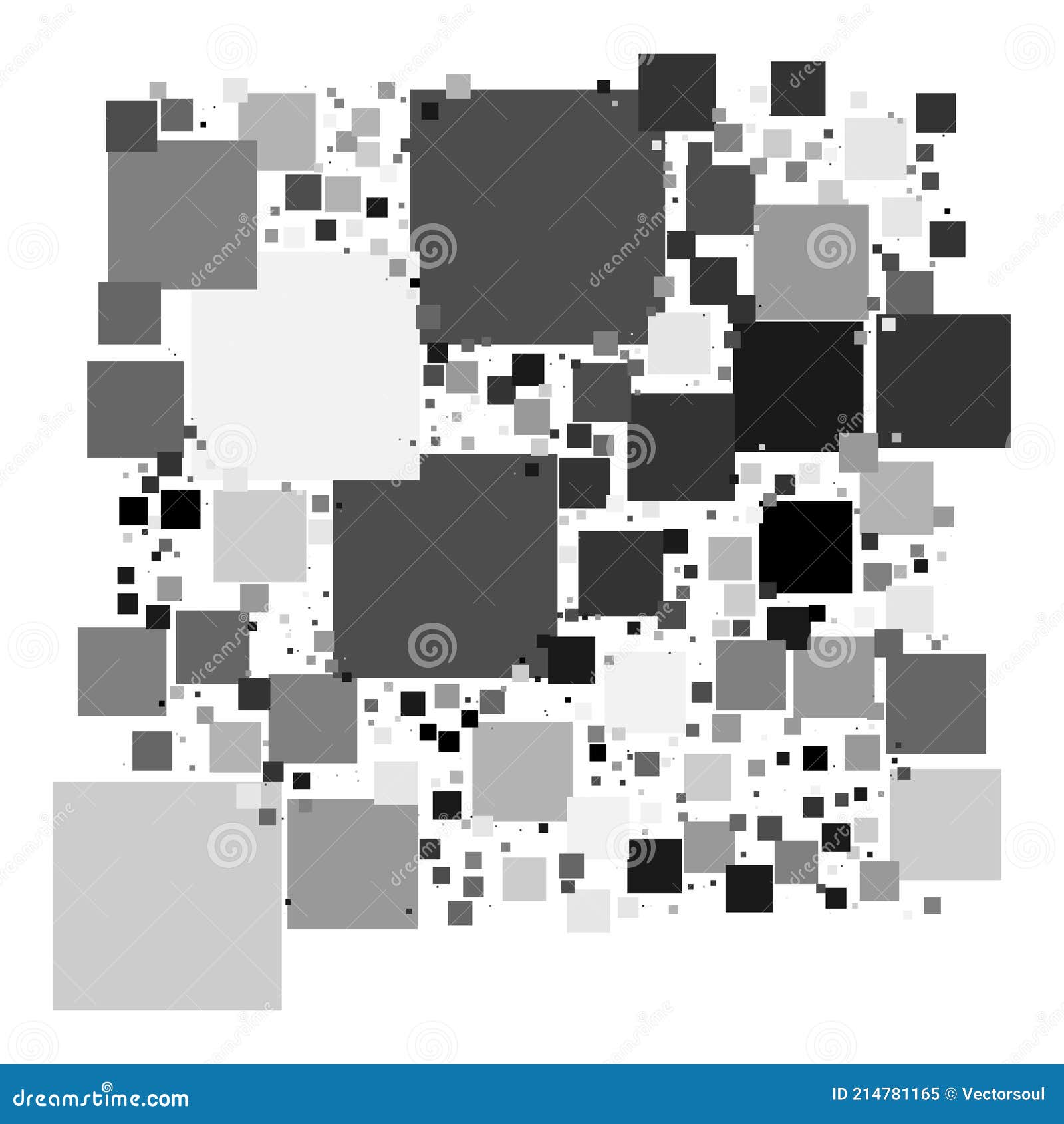 Grayscale Random Squares, Checkered Pattern Vector Illustration ...