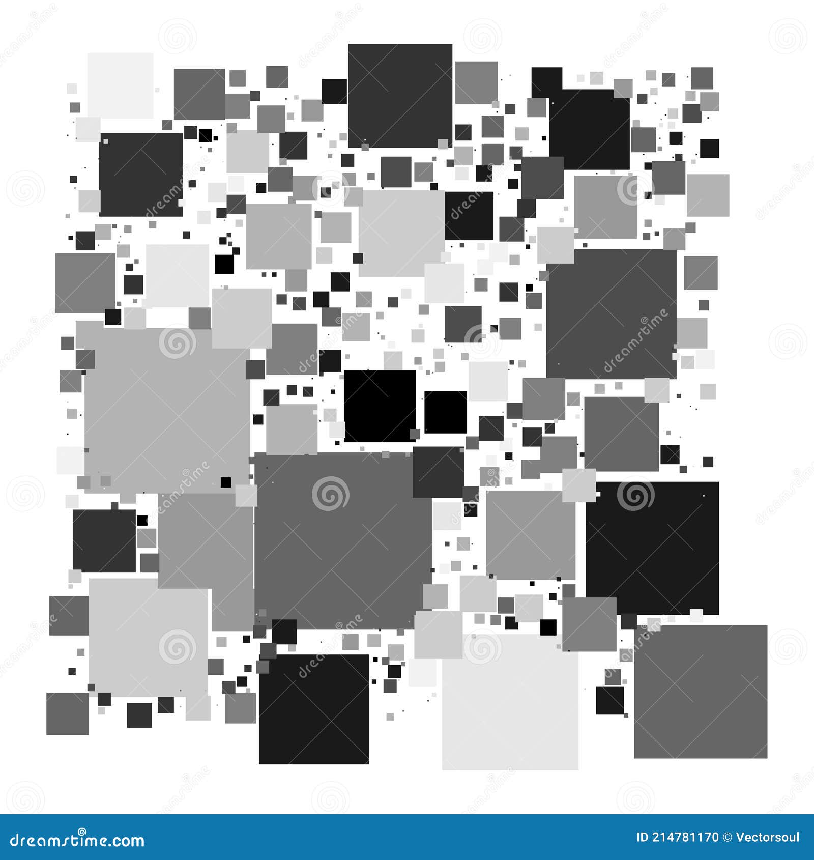 Grayscale Random Squares, Checkered Pattern Vector Illustration ...