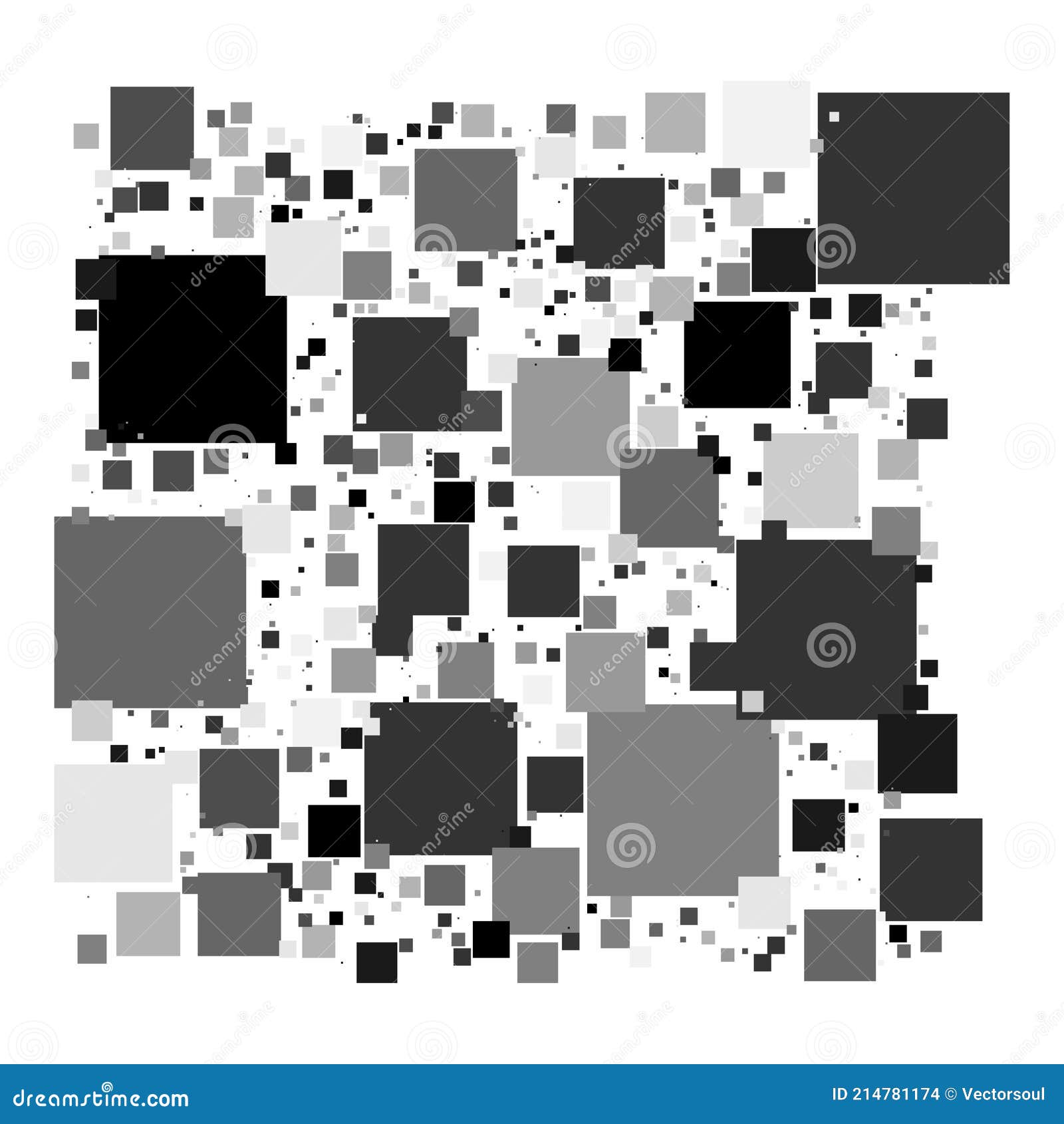 Grayscale Random Squares, Checkered Pattern Vector Illustration ...