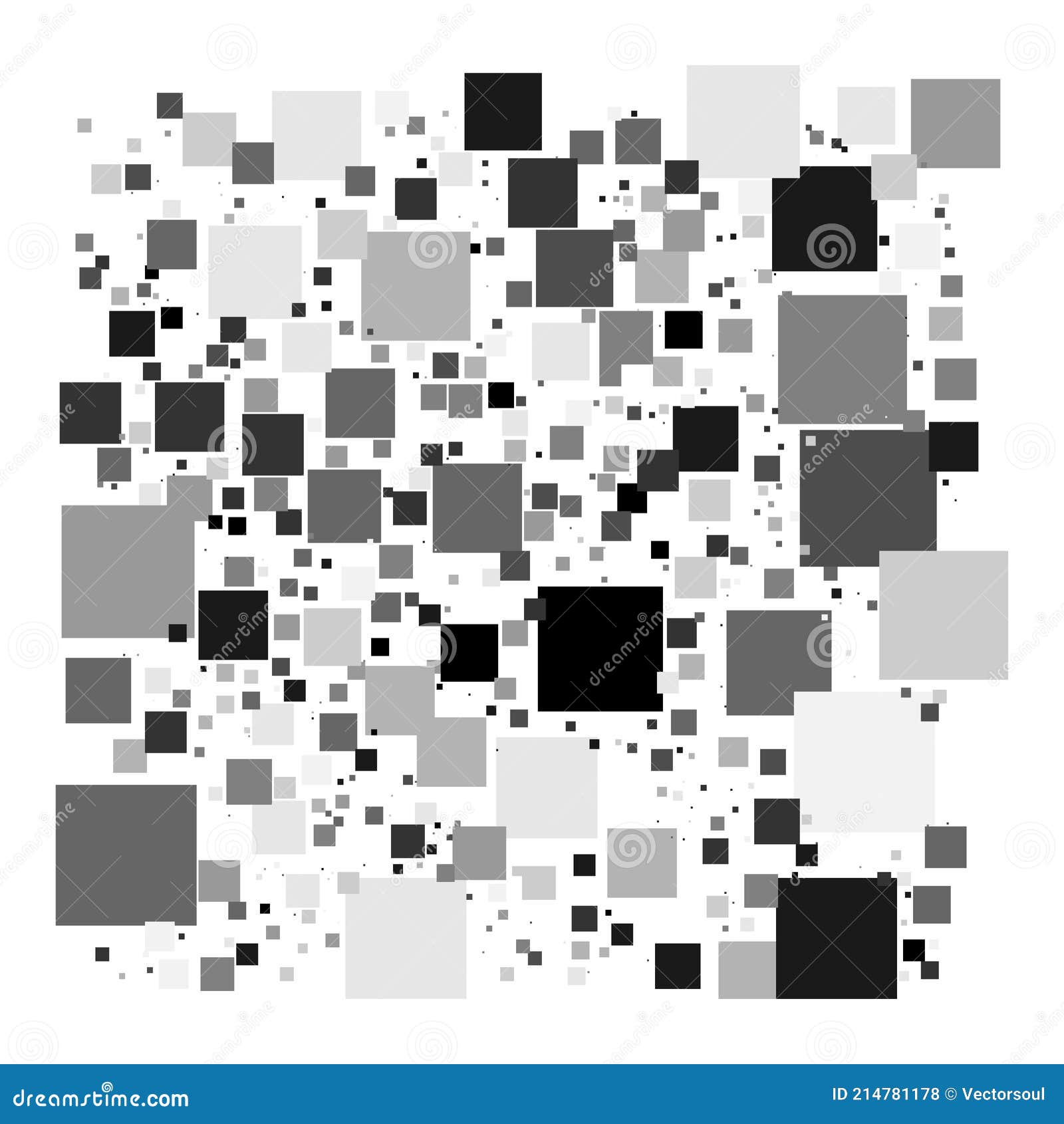 Grayscale Random Squares, Checkered Pattern Vector Illustration ...