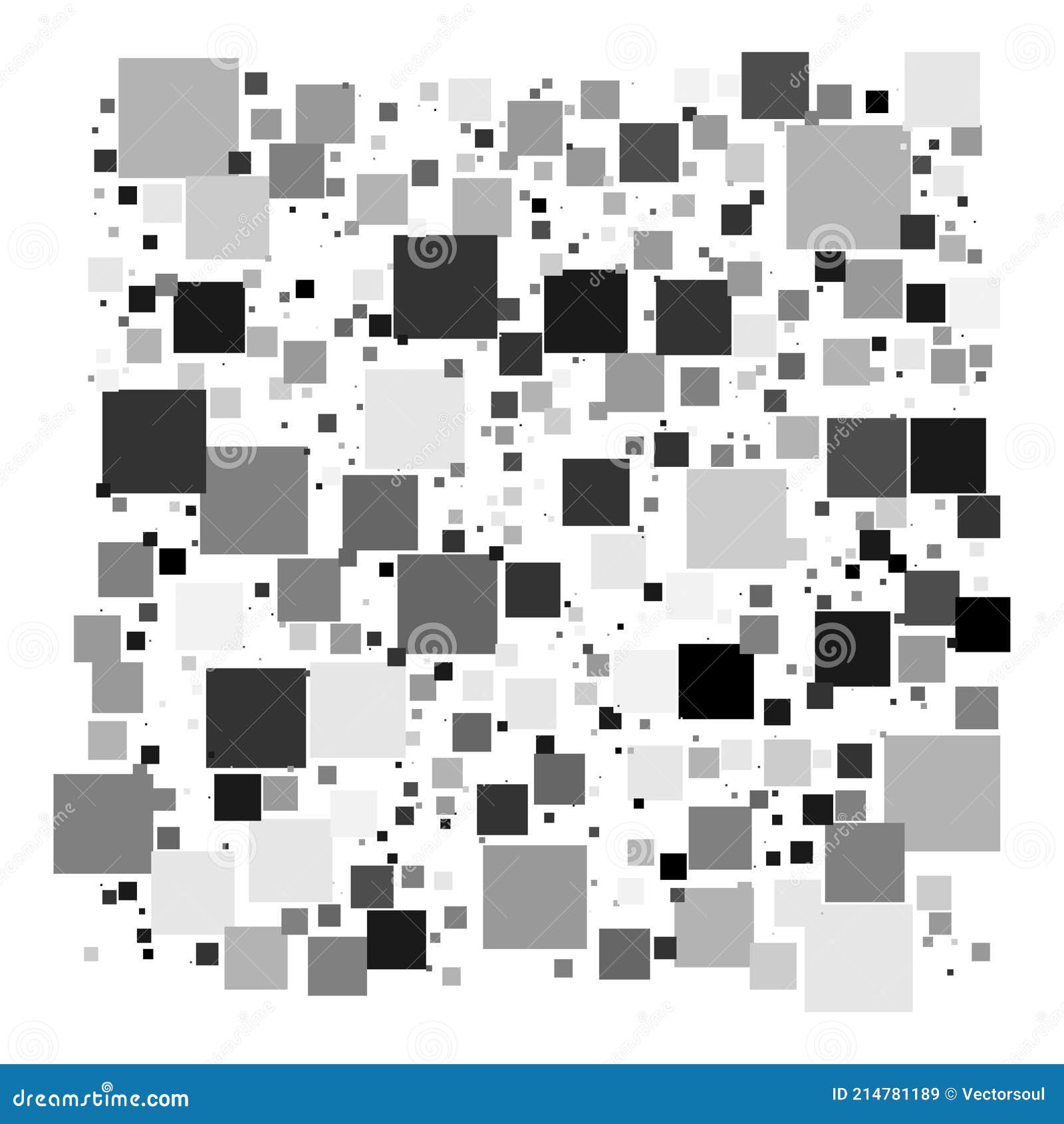 Grayscale Random Squares, Checkered Pattern Vector Illustration ...
