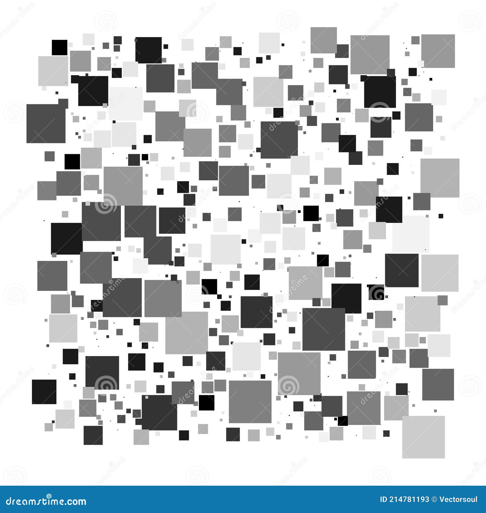 Grayscale Random Squares, Checkered Pattern Vector Illustration ...