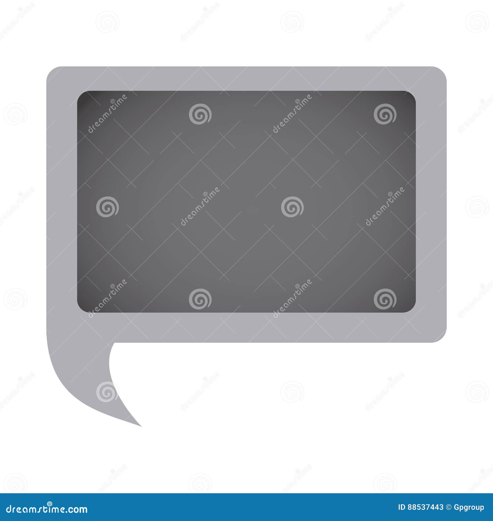 Grayscale Rectangle Chat Bubble Icon Stock Illustration - Illustration ...