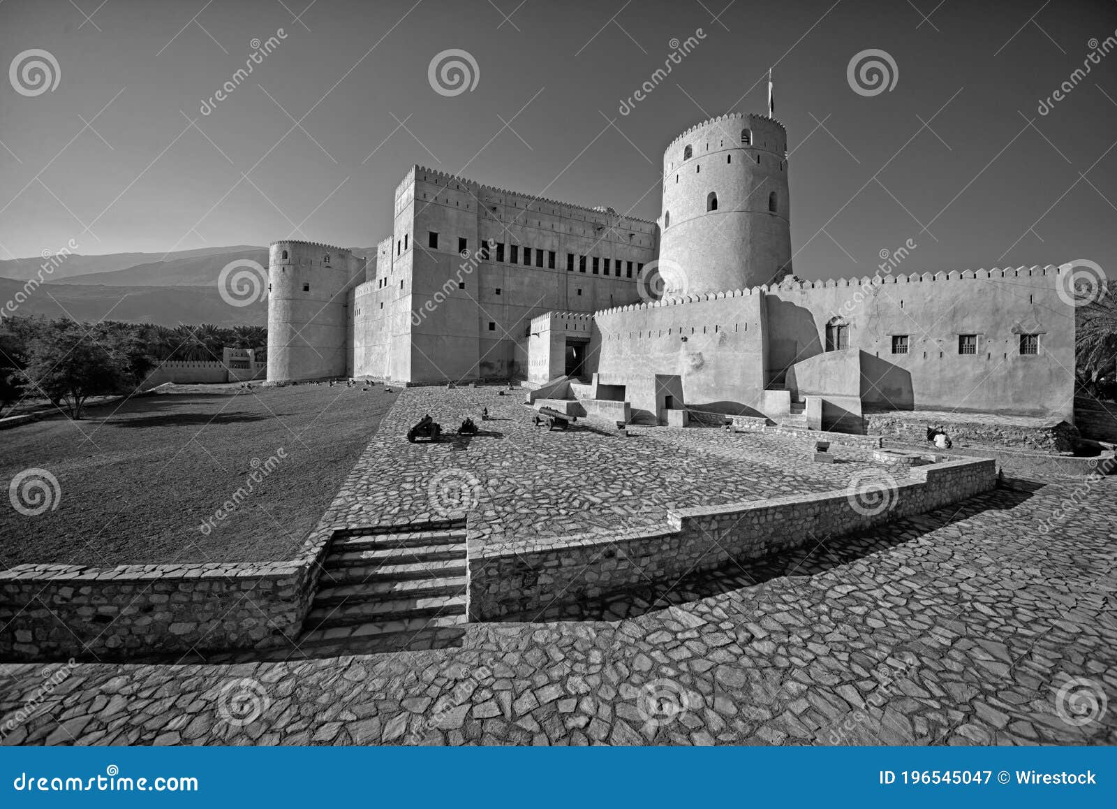 Grayscale Shot of the Al-Rustaq Fort in Oman Editorial Photography ...