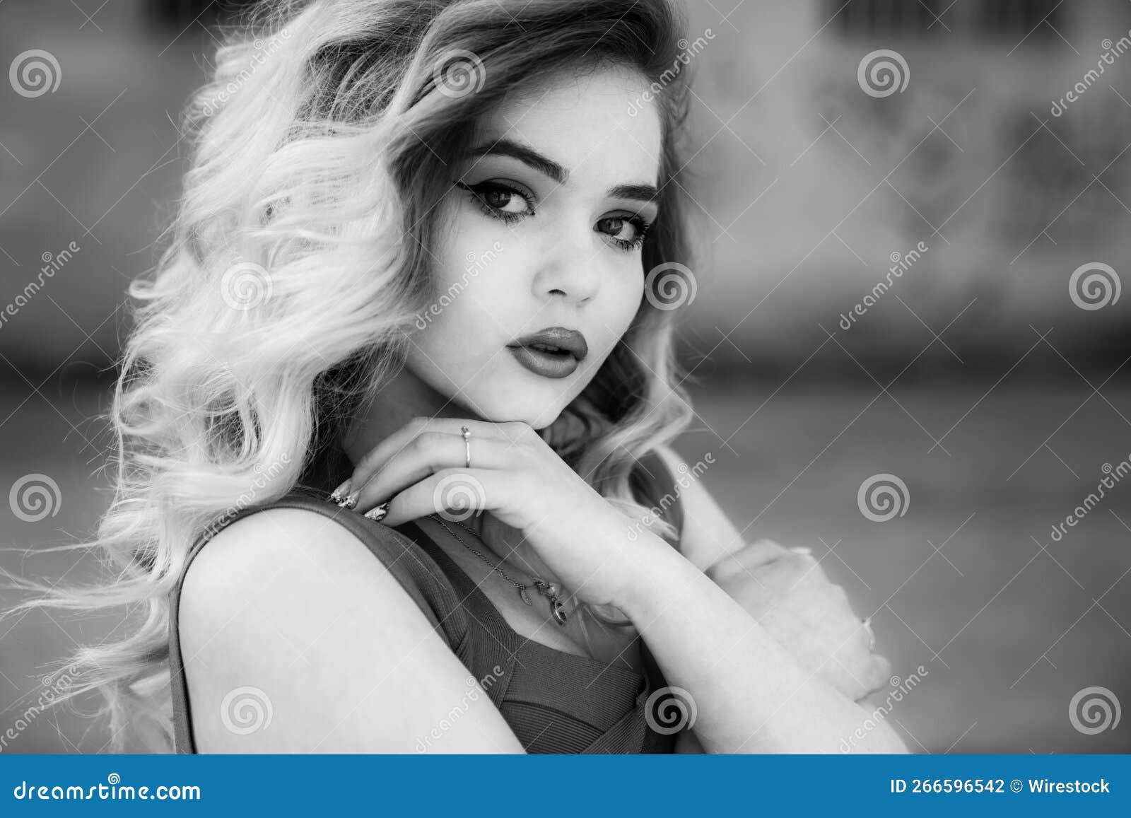 Grayscale Shot of an Attractive Young Woman Stock Photo - Image of ...