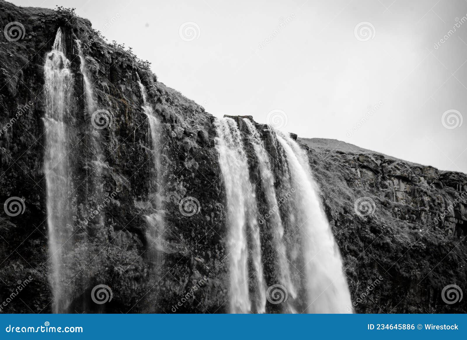 Grayscale Shot of the Beautiful Waterfall. Stock Photo - Image of rocks ...