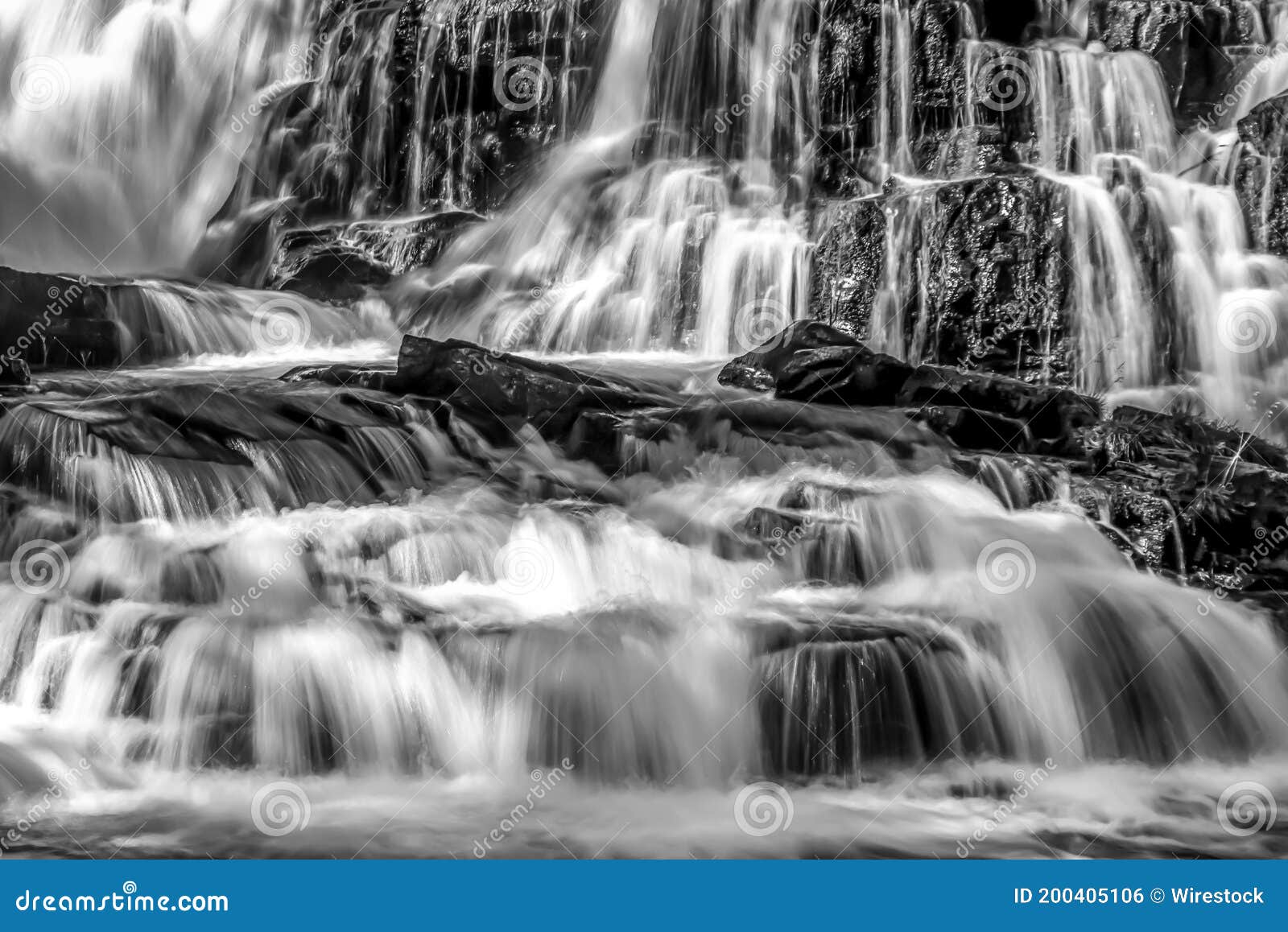 Grayscale Shot of a Big Waterfall during Daylight Stock Photo - Image ...