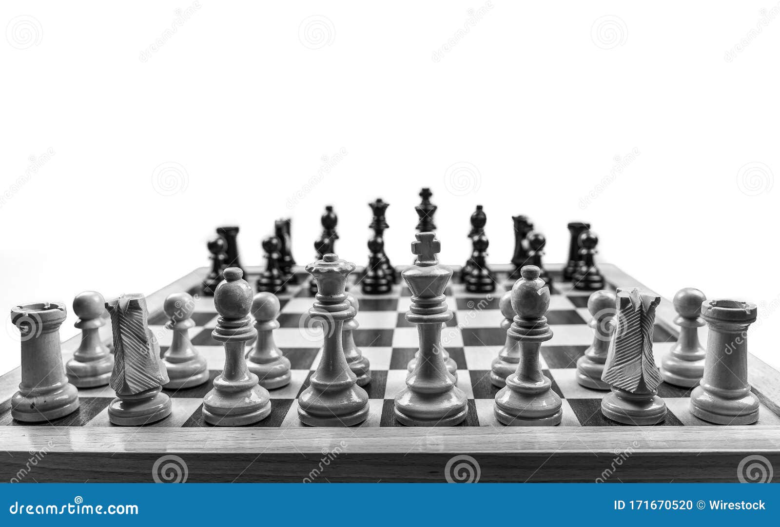 Grayscale Shot of Chess Pieces on the Board Stock Photo - Image of ...