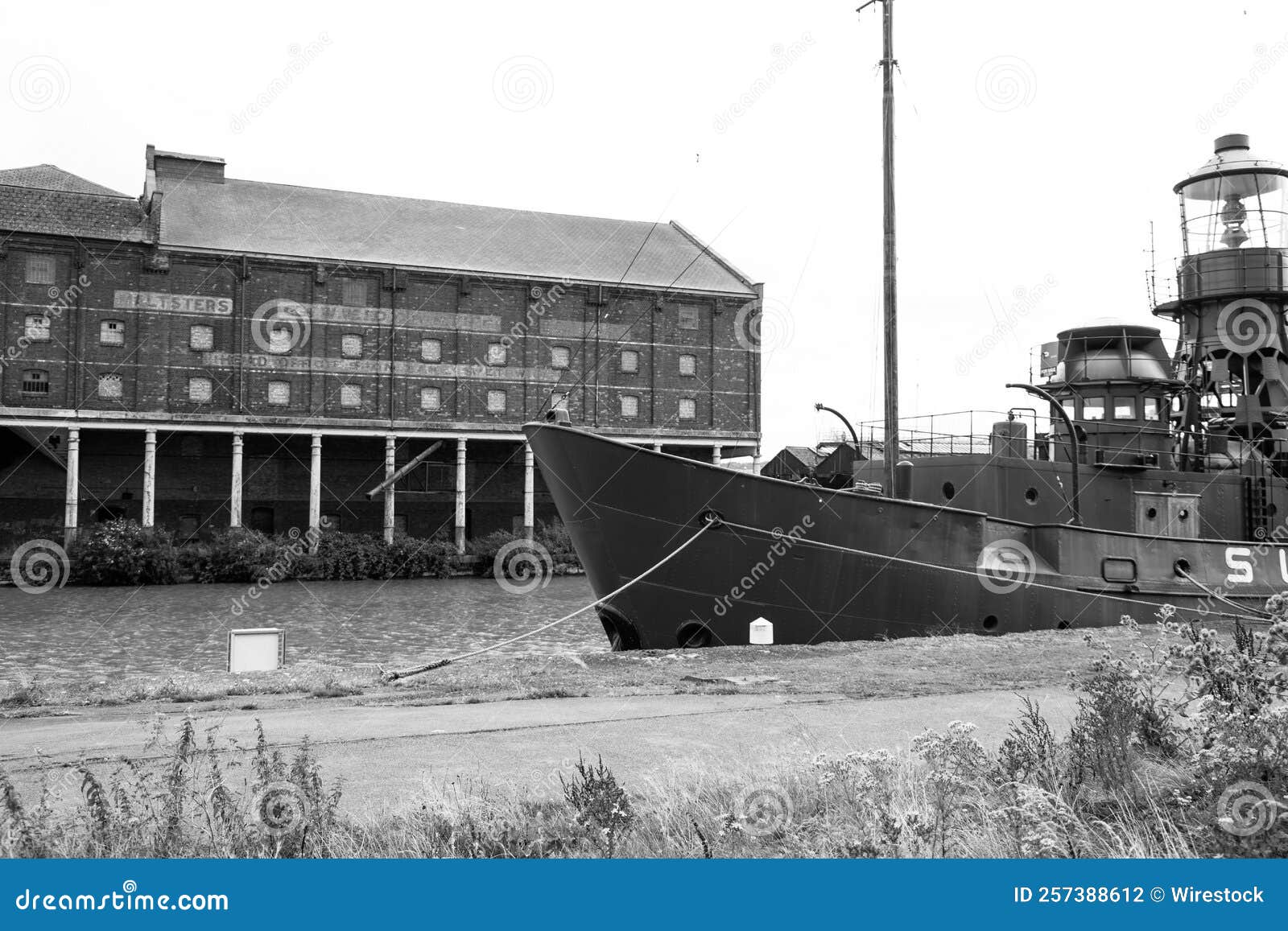 Grayscale Shot of a Classic Docked Ship Stock Photo - Image of classic ...