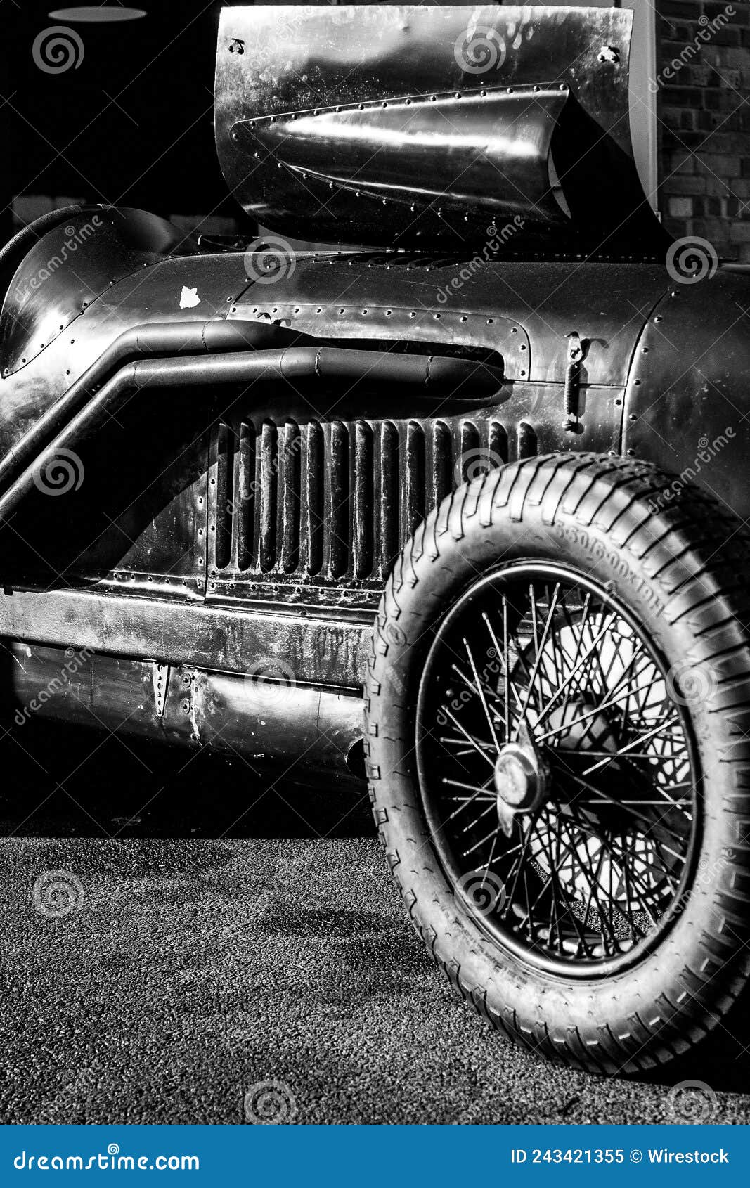 Grayscale Shot of a Classic Vintage Car Stock Image - Image of ...