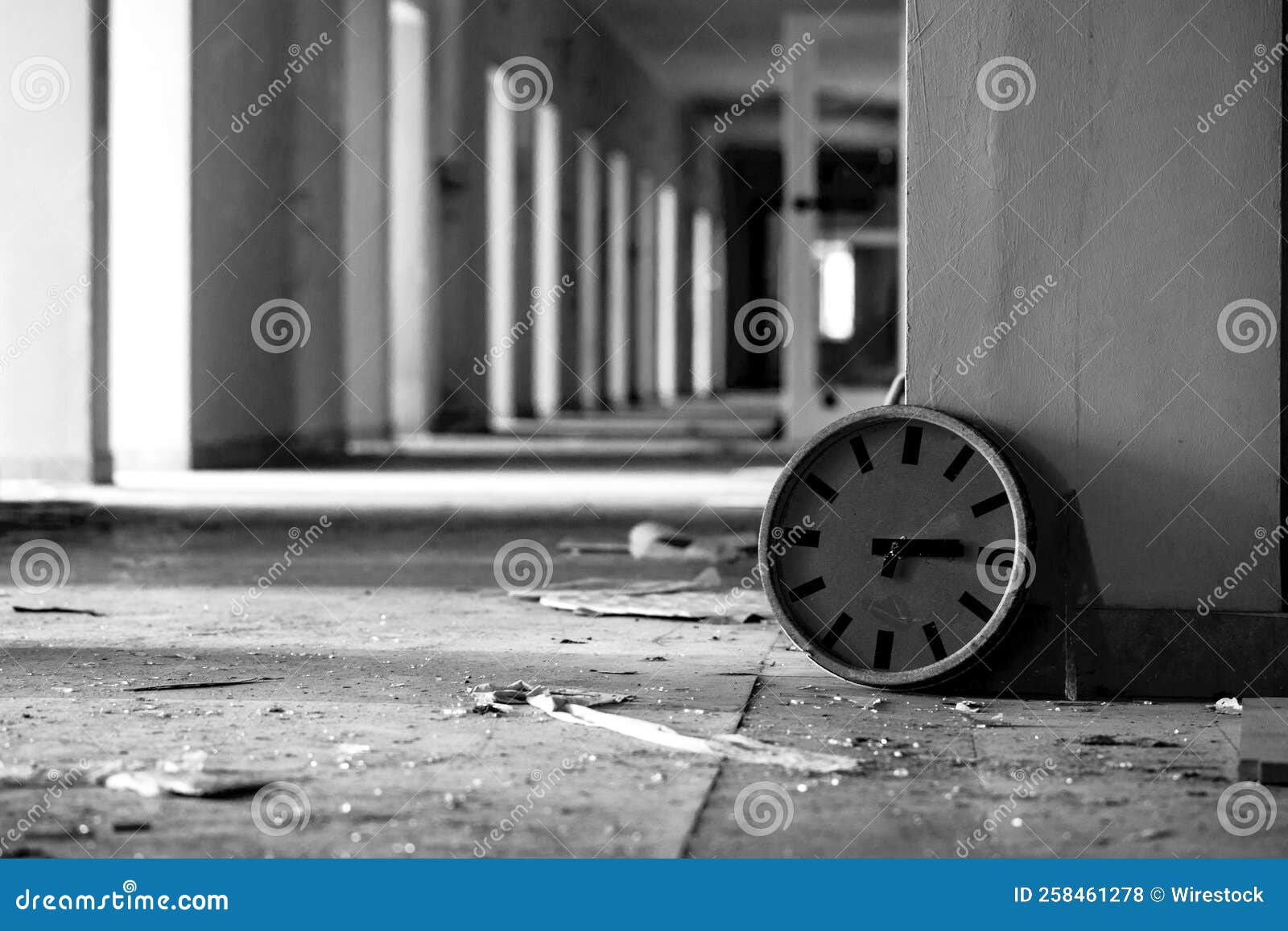 Grayscale Shot of a Clock in an Old Building Stock Photo - Image of ...