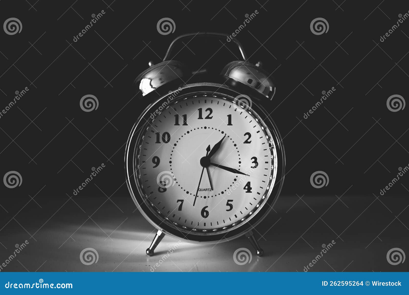Grayscale Shot of a Clock on the Shelf Editorial Stock Image - Image of ...