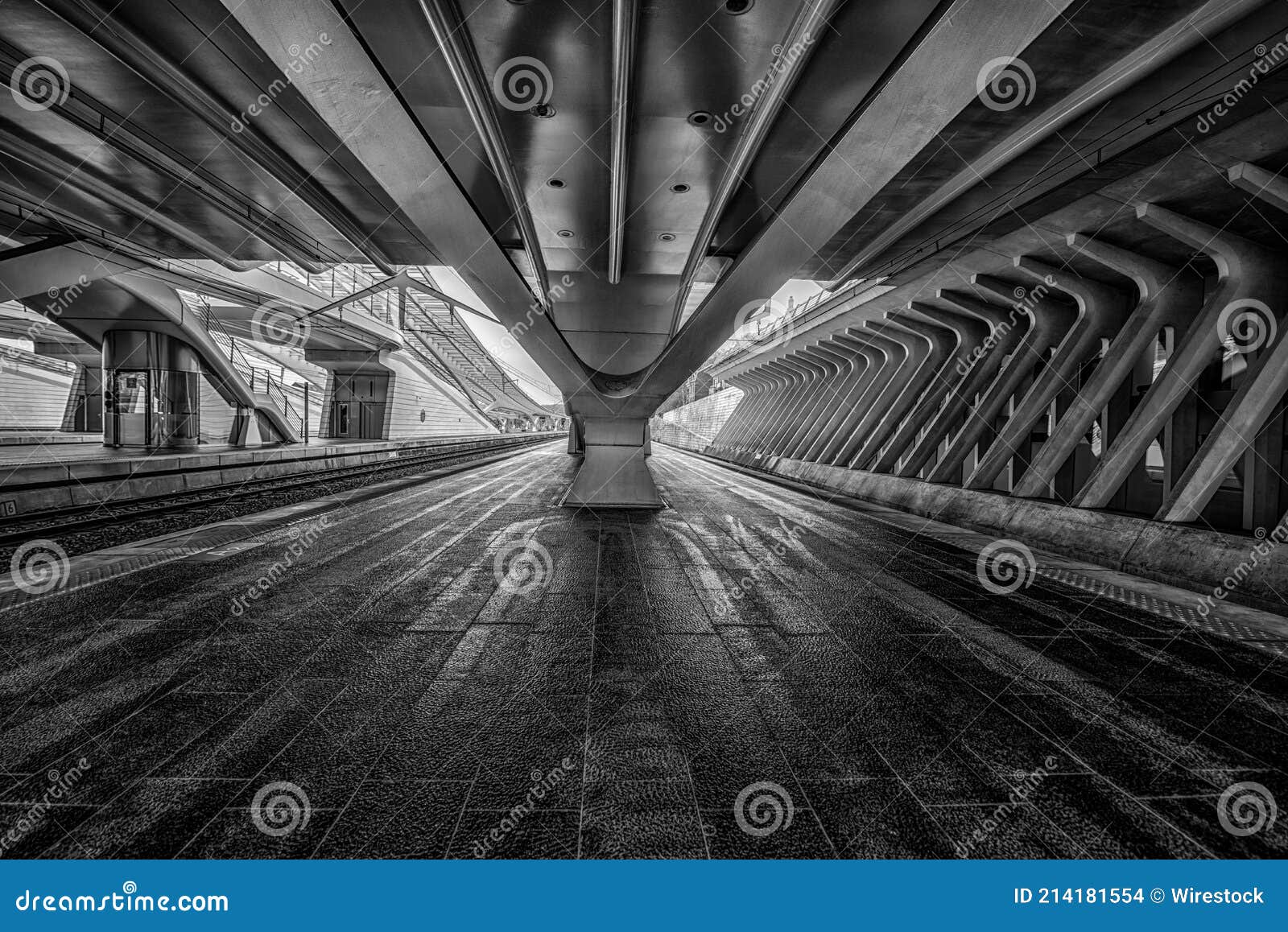 Grayscale Shot of an Empty Metro Station Stock Photo - Image of city ...