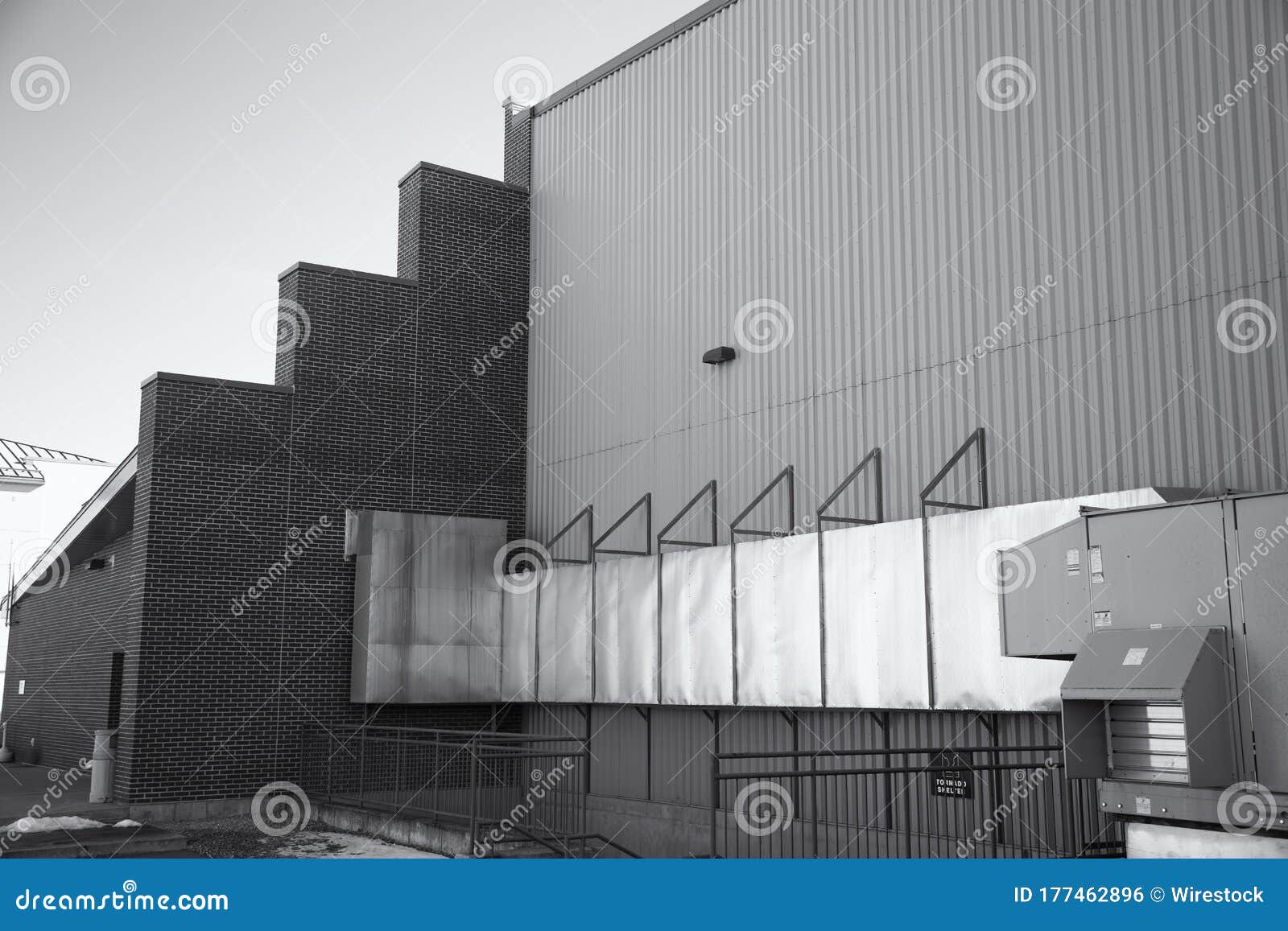 Grayscale Shot of a Factory Building Stock Photo - Image of equipment ...