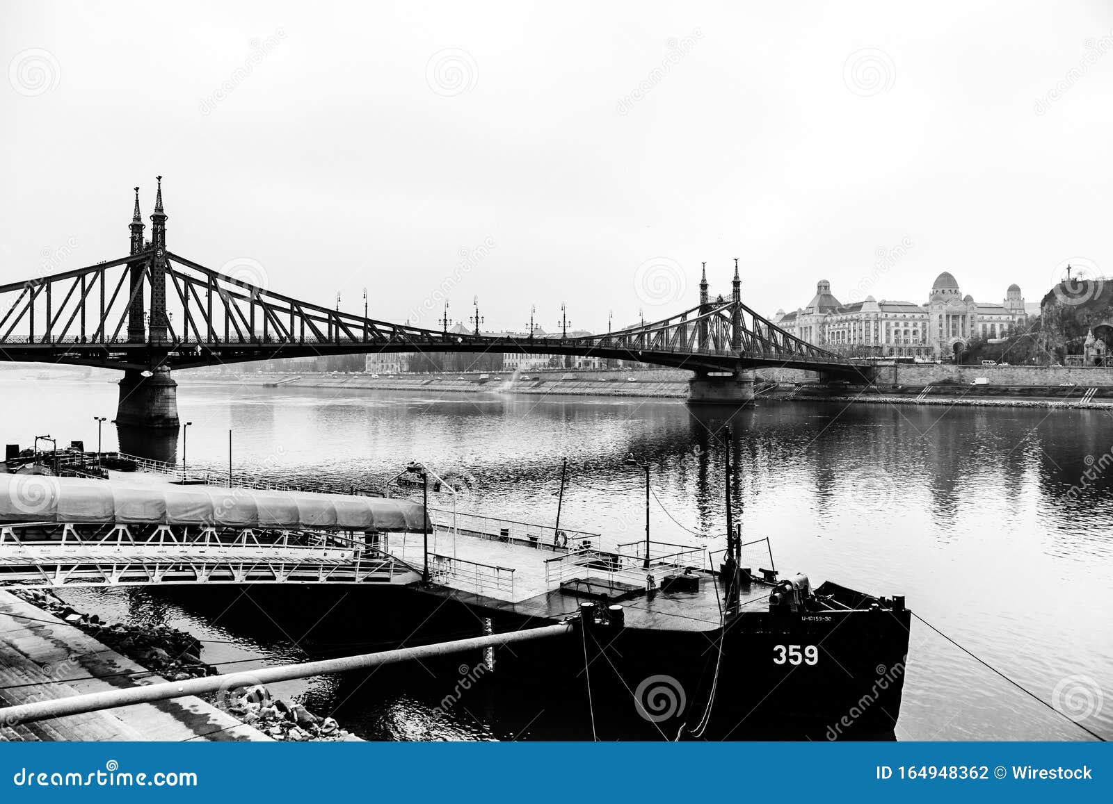 Grayscale Shot of the Liberty Bridge in Budapest, Hungary Editorial ...