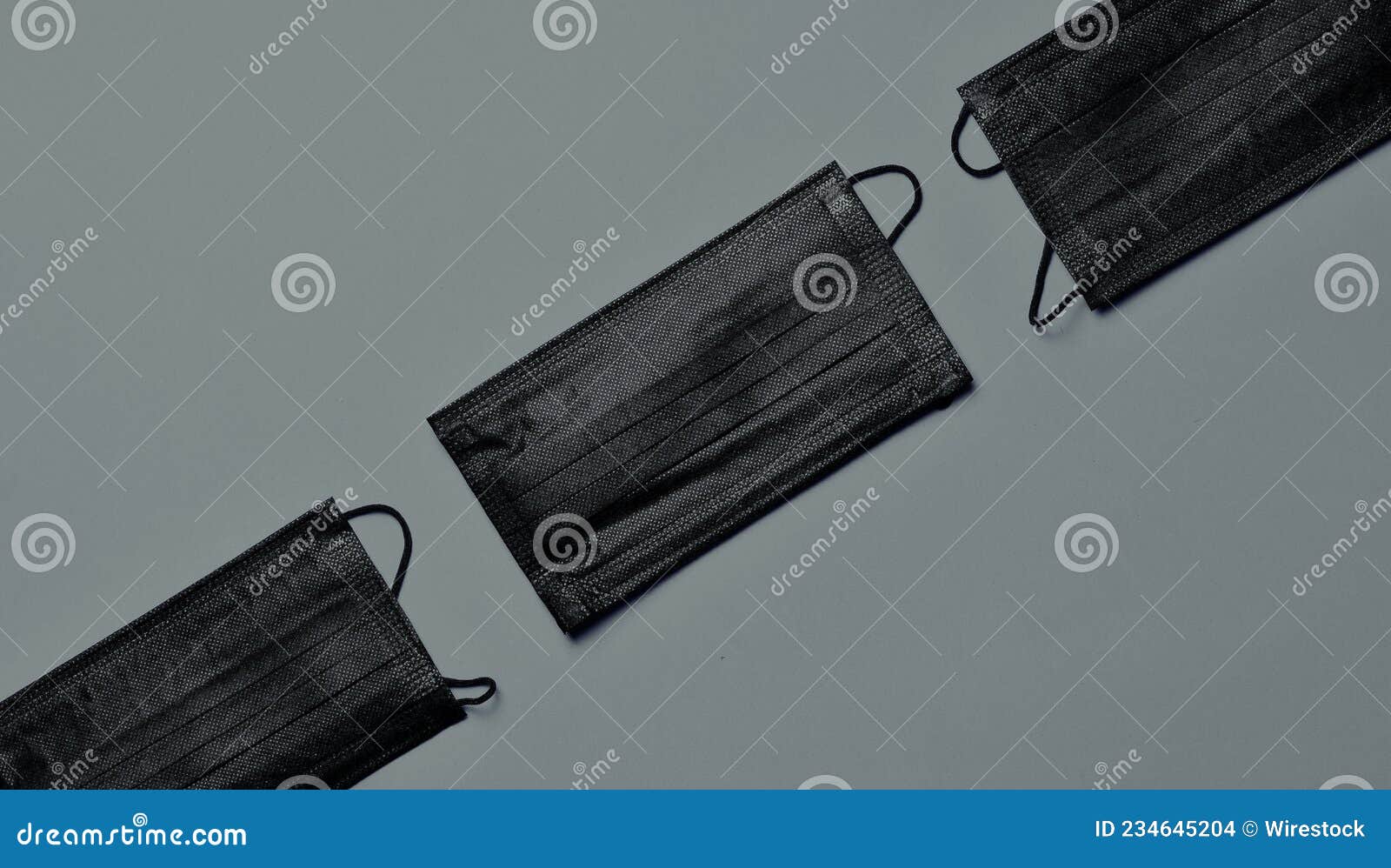 Grayscale Shot of Three Medical Face Masks Stock Photo - Image of ...