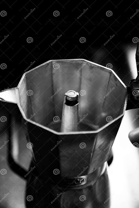 Grayscale Shot of a Traditional Coffee Maker Stock Photo - Image of ...