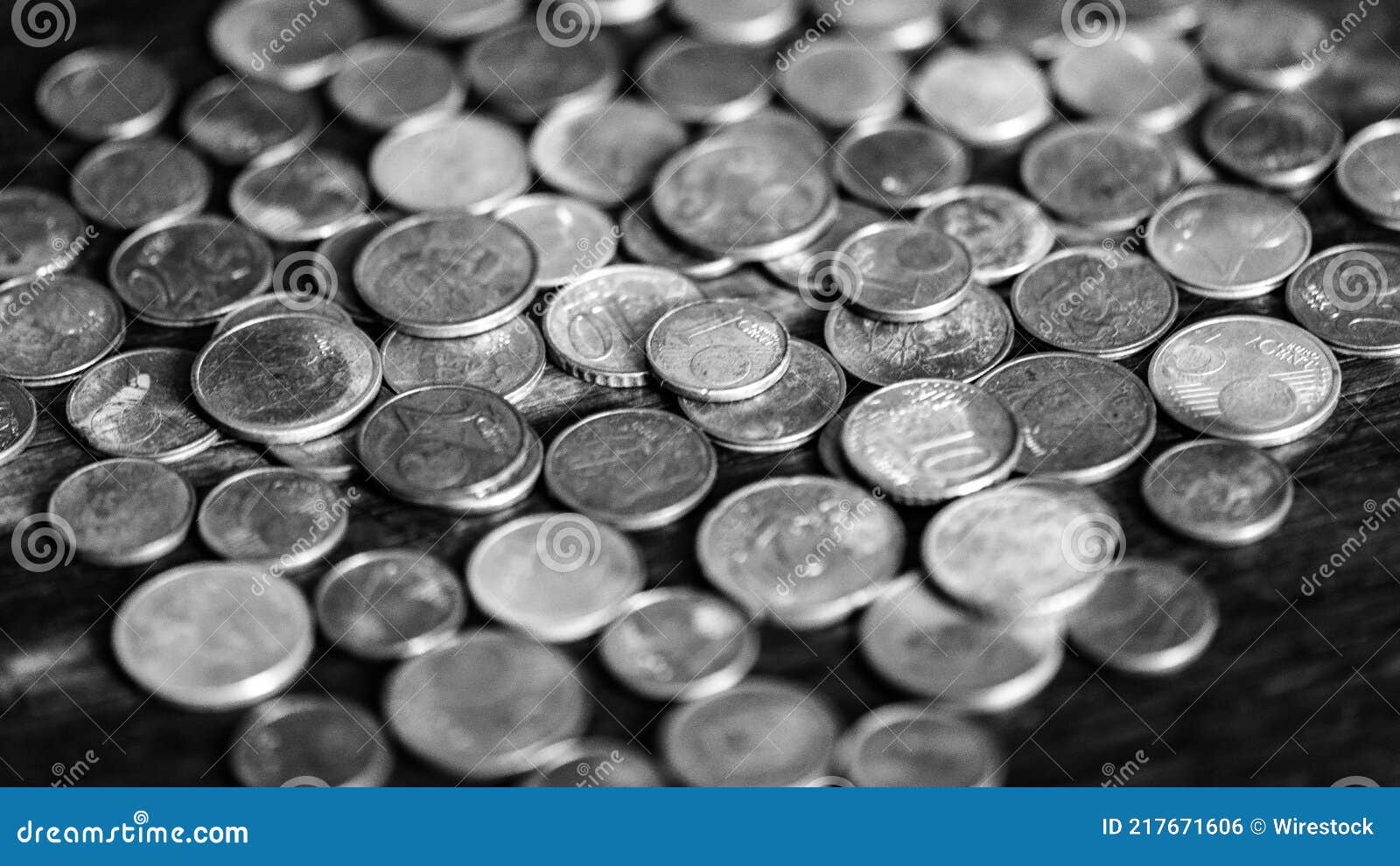Grayscale Shot of Various Coins Stock Photo - Image of pile, investment ...