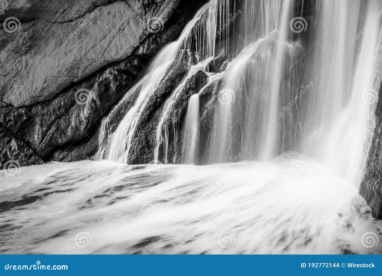 Grayscale Shot of a Waterfall Stock Photo - Image of space, background ...