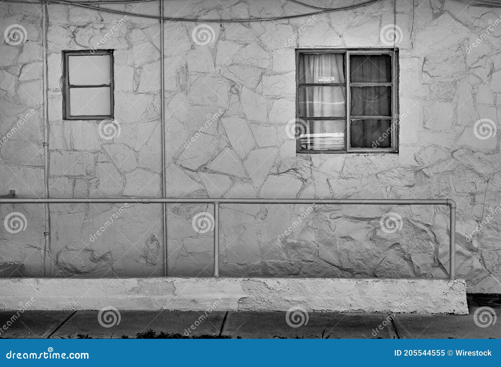 Grayscale Shot of a Window on a St Stock Image - Image of texture, wall ...