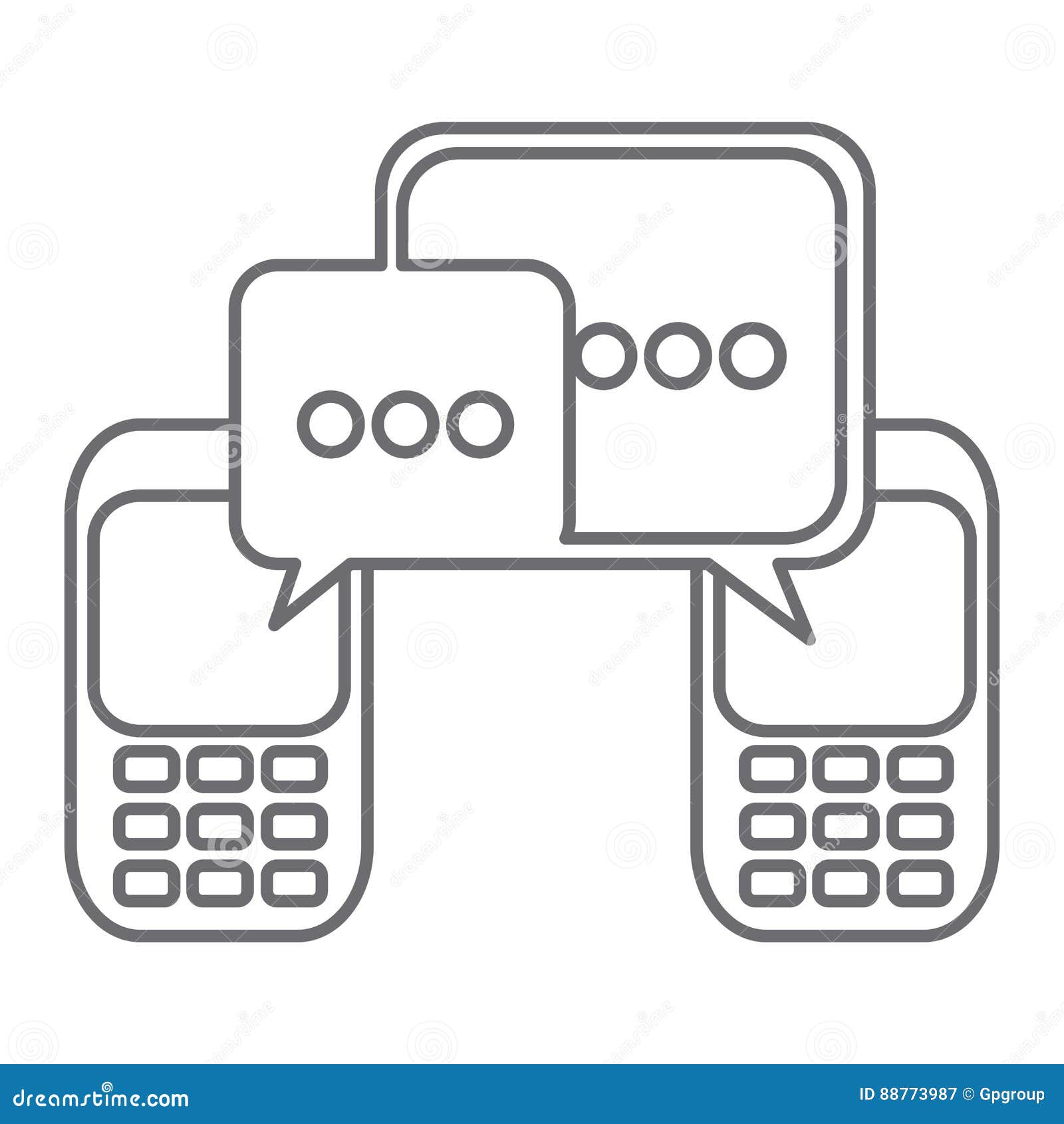 Grayscale Silhouette of Cell Phones Communication Dialogue Box Stock ...