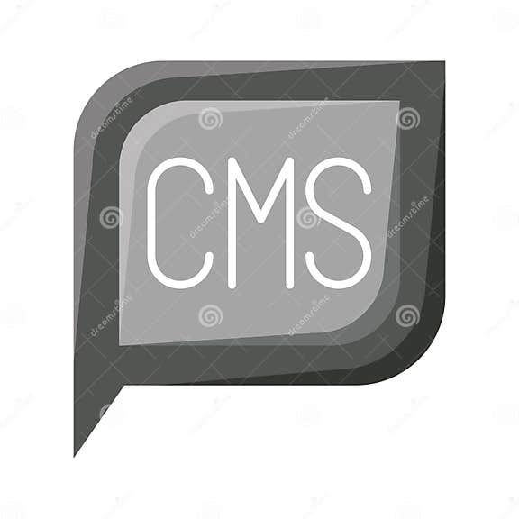 Grayscale Silhouette Dialogue Square with Tail with Cms Symbol Stock ...