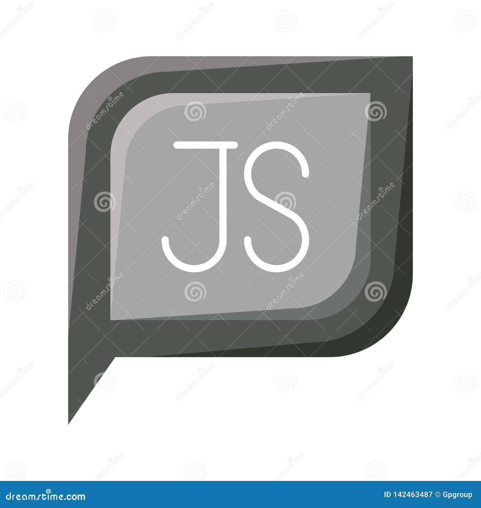 Grayscale Silhouette Dialogue Square with Tail with Js Symbol Stock ...