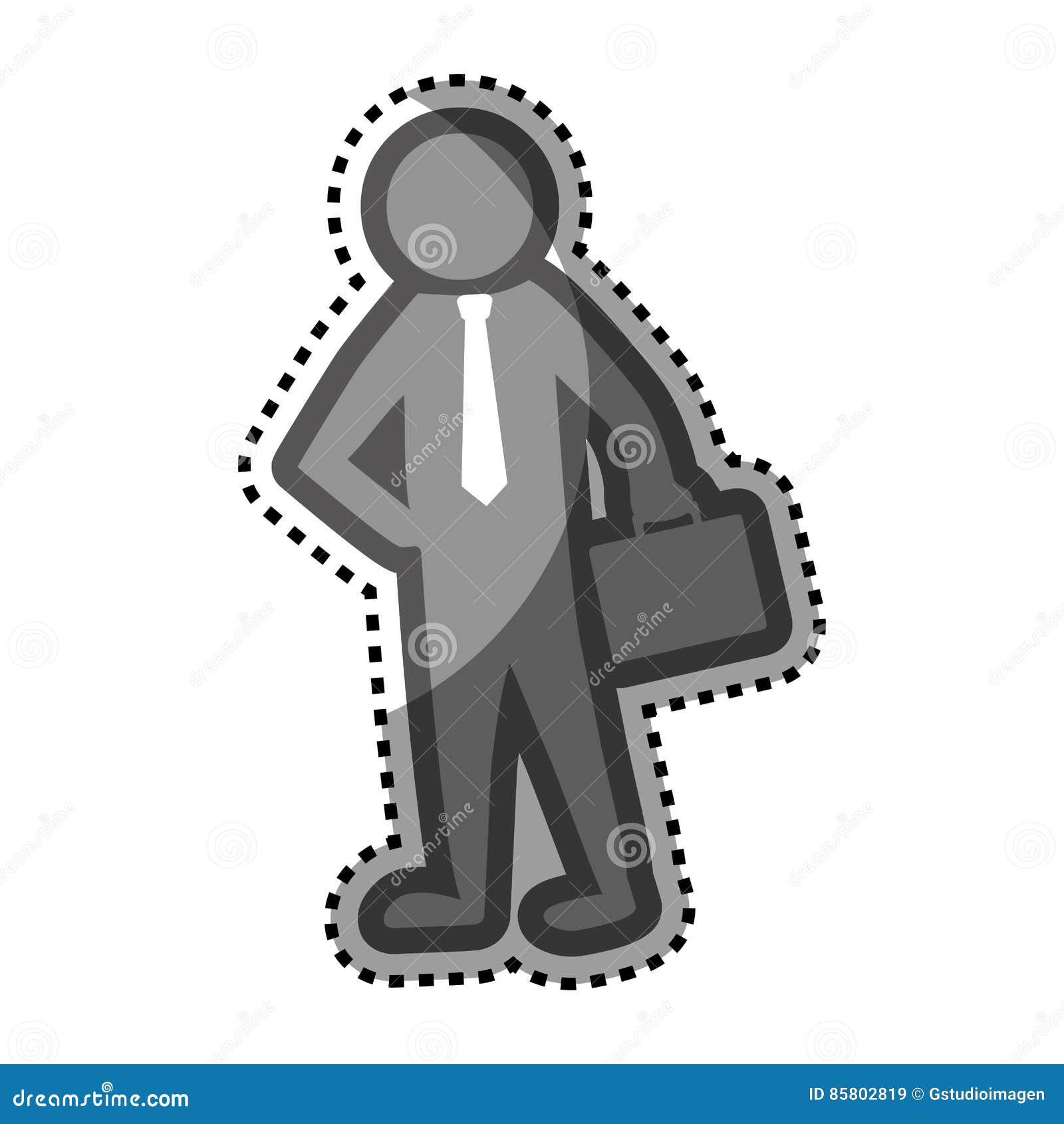 Grayscale Sticker with Pictogram Business Man Stock Vector ...