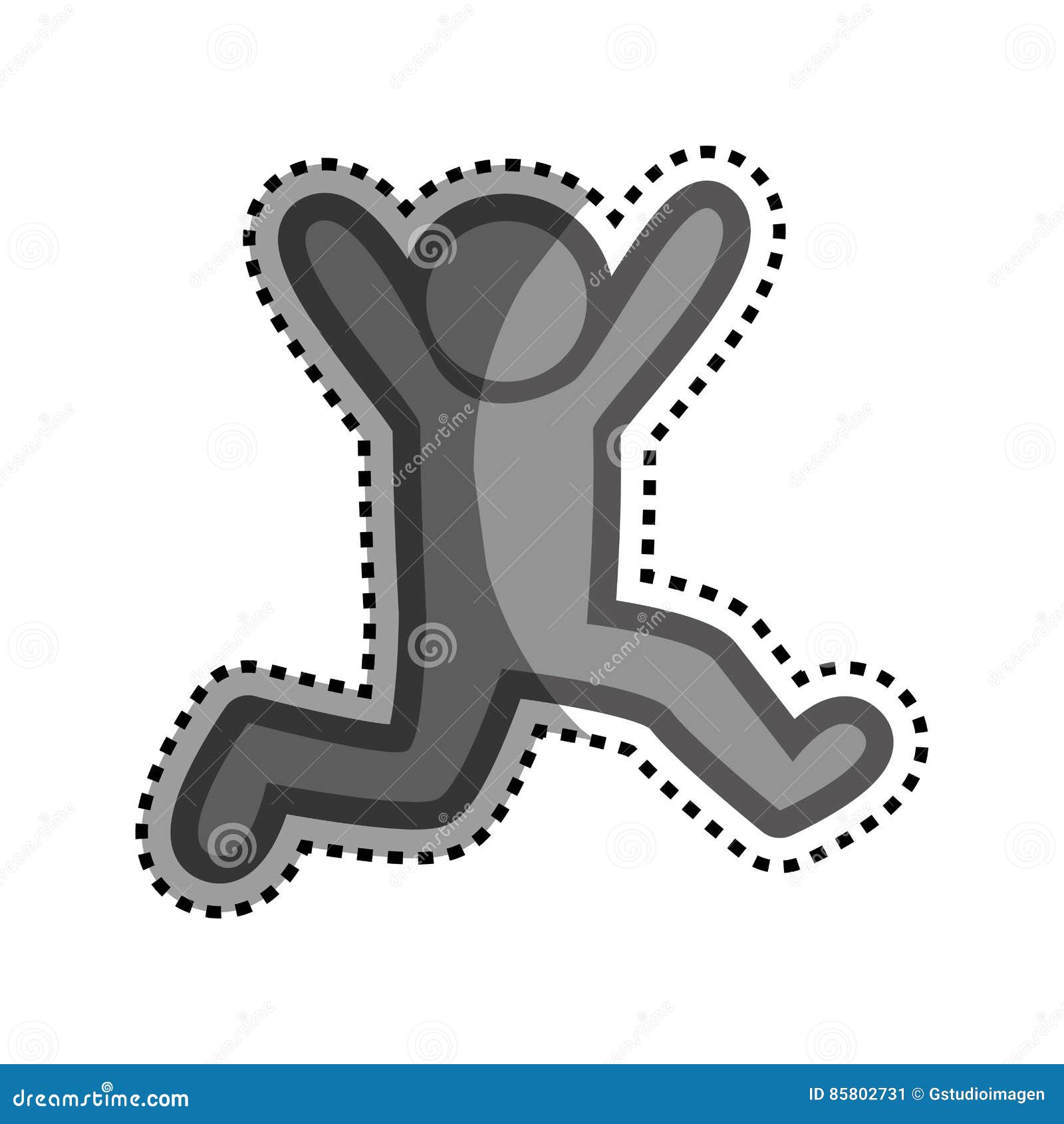 Grayscale Sticker with Pictogram Man Running Stock Vector ...