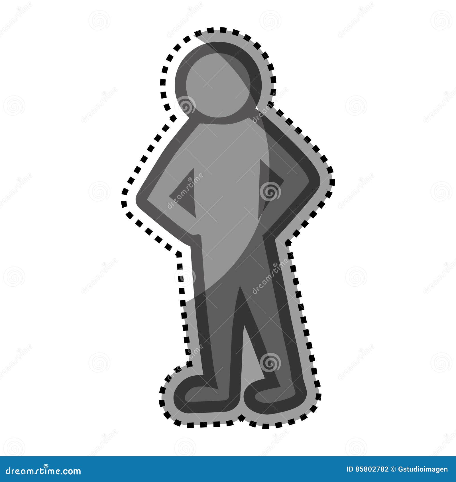Grayscale Sticker with Pictogram Man Standing Stock Vector ...