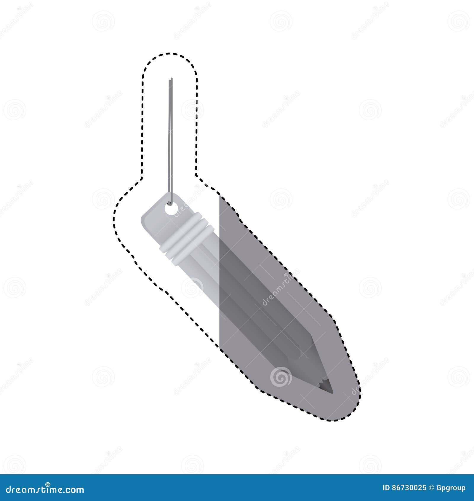 Grayscale Sticker Silhouette of Pencil with Eraser and Half Shadow ...