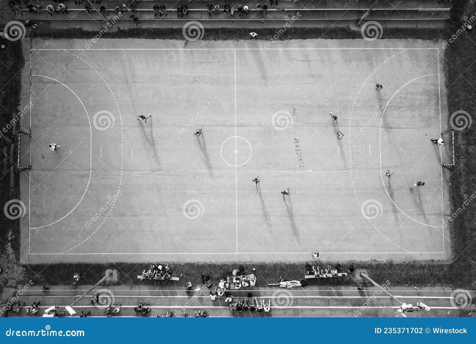 Grayscale Tp View of Football Court Stock Photo - Image of championship ...