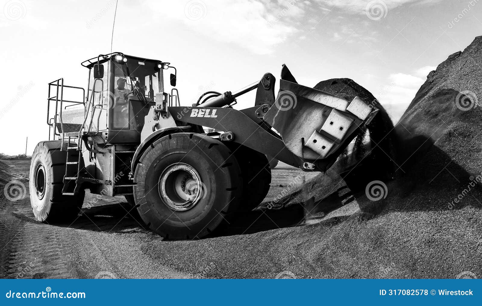 Grayscale of a Truck Working at a Mine Editorial Stock Photo - Image of ...