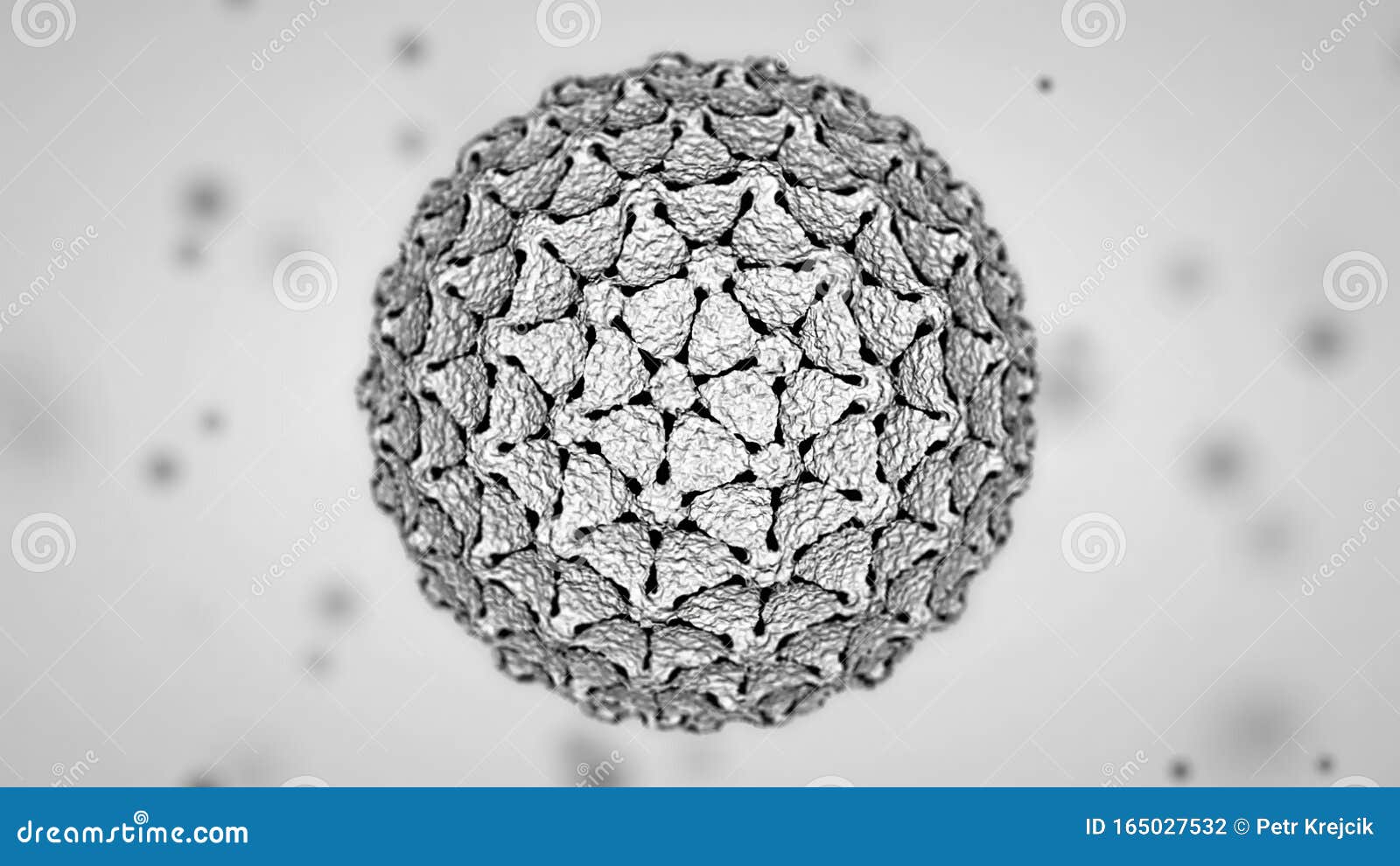 Grayscale Virus Detail with Depth of Field Effect - 3D Rendering Stock ...