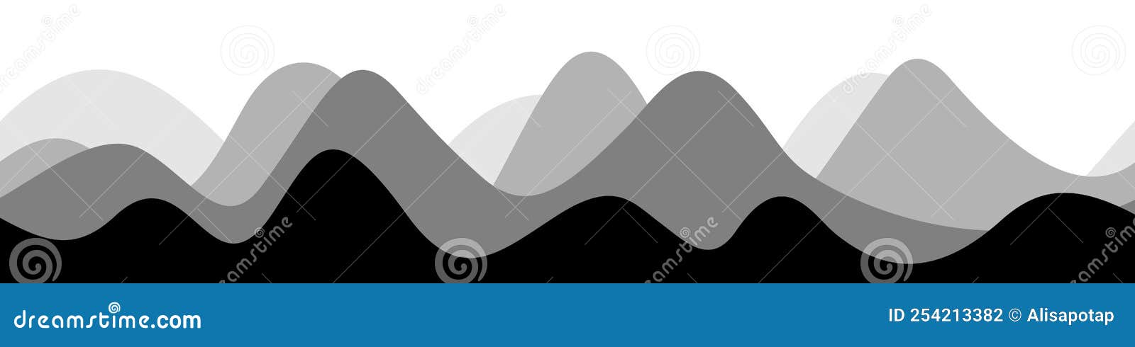 Grayscale Waves on White Background Stock Vector - Illustration of hill ...