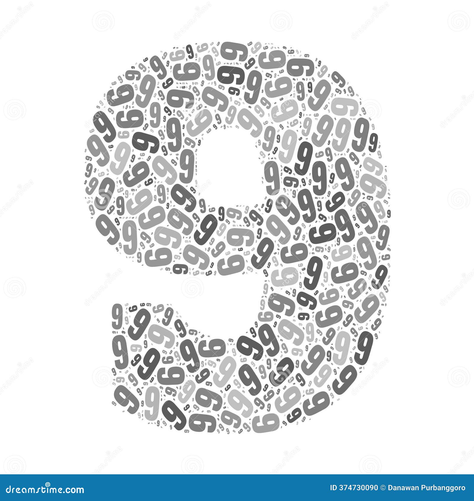 Grayscale Word Cloud Forming The Number 72, With Repeated Text In ...