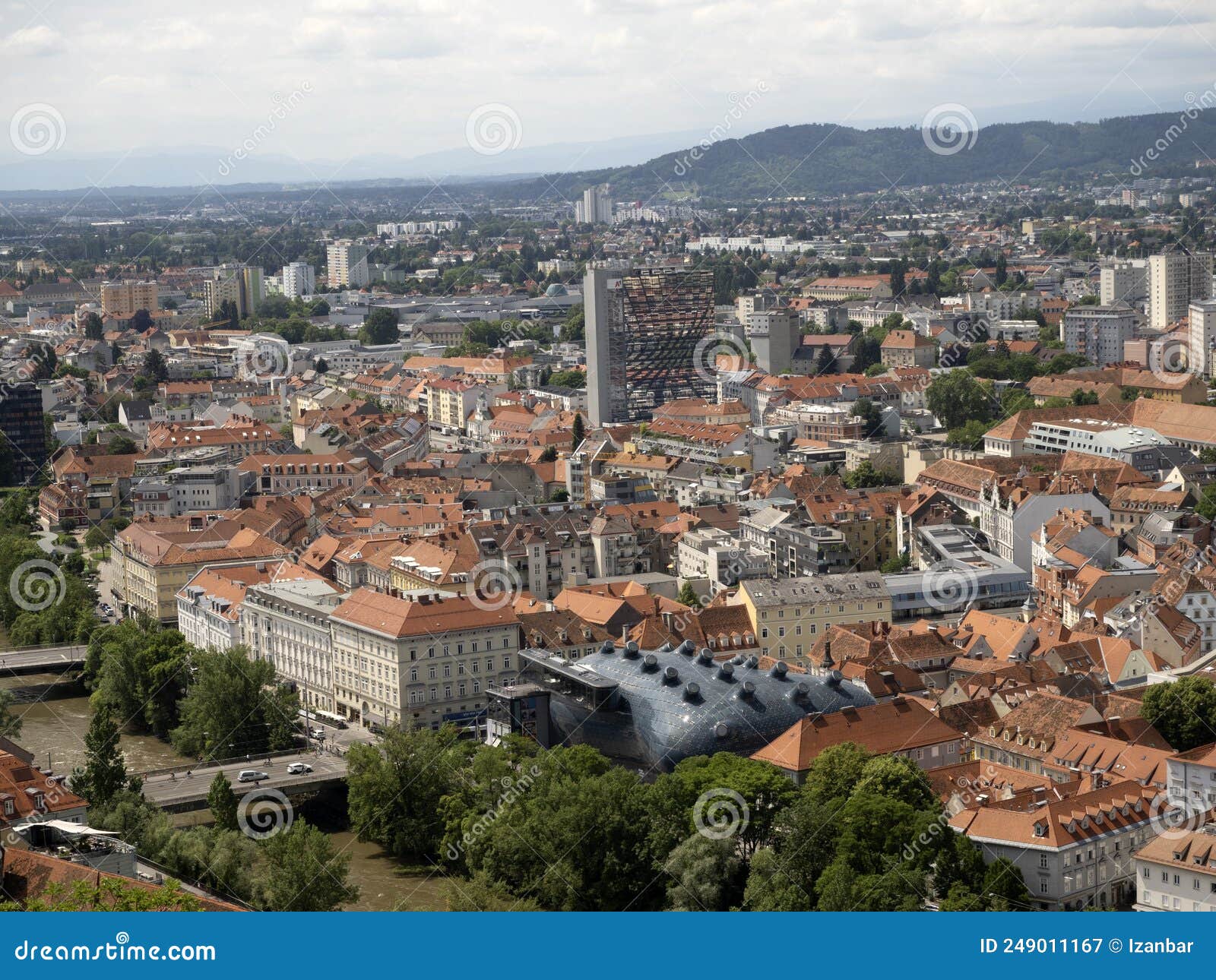 Graz Austria Aerial Panorama from Clock Tower Stock Image - Image of ...