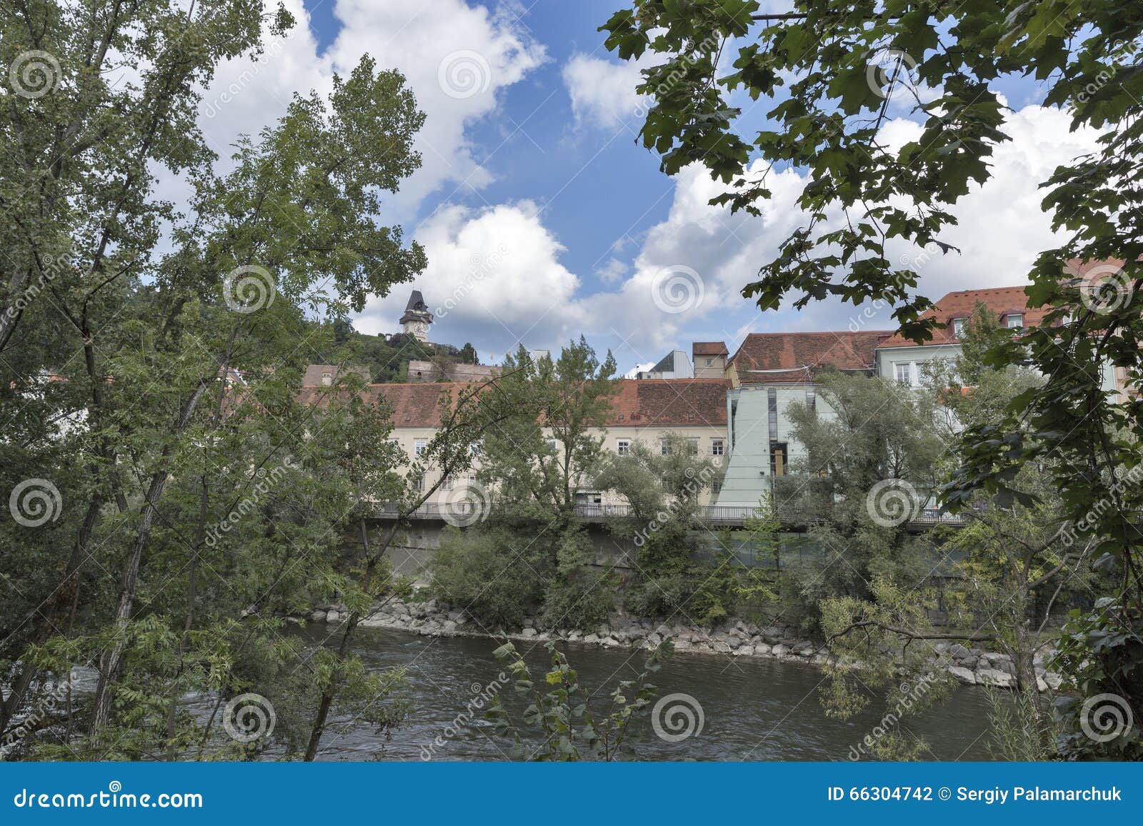 Graz Cityscape with Mur River, Austria Stock Photo - Image of europe ...