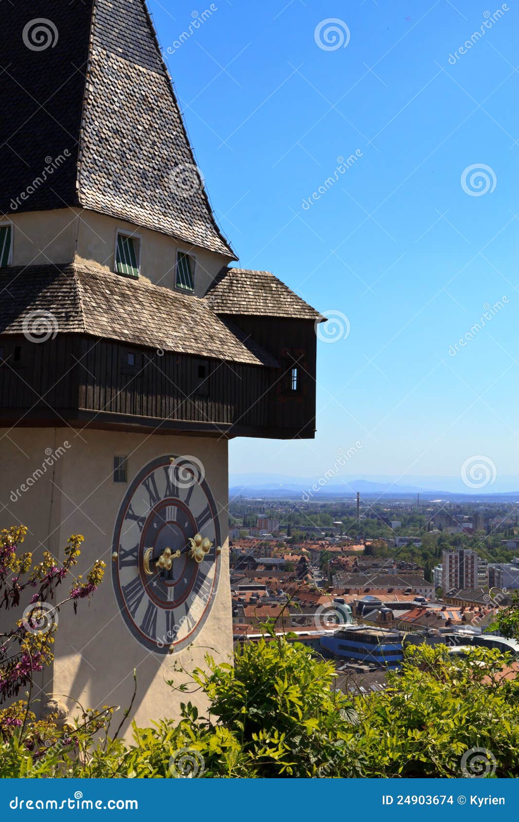 Graz clock tower stock photo. Image of nature, gold, clear - 24903674