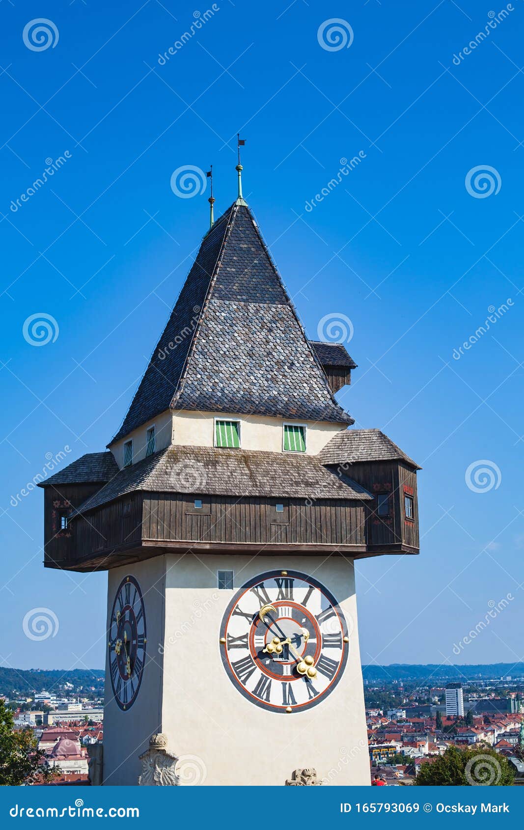Graz clock tower stock image. Image of habsburg, graz - 165793069