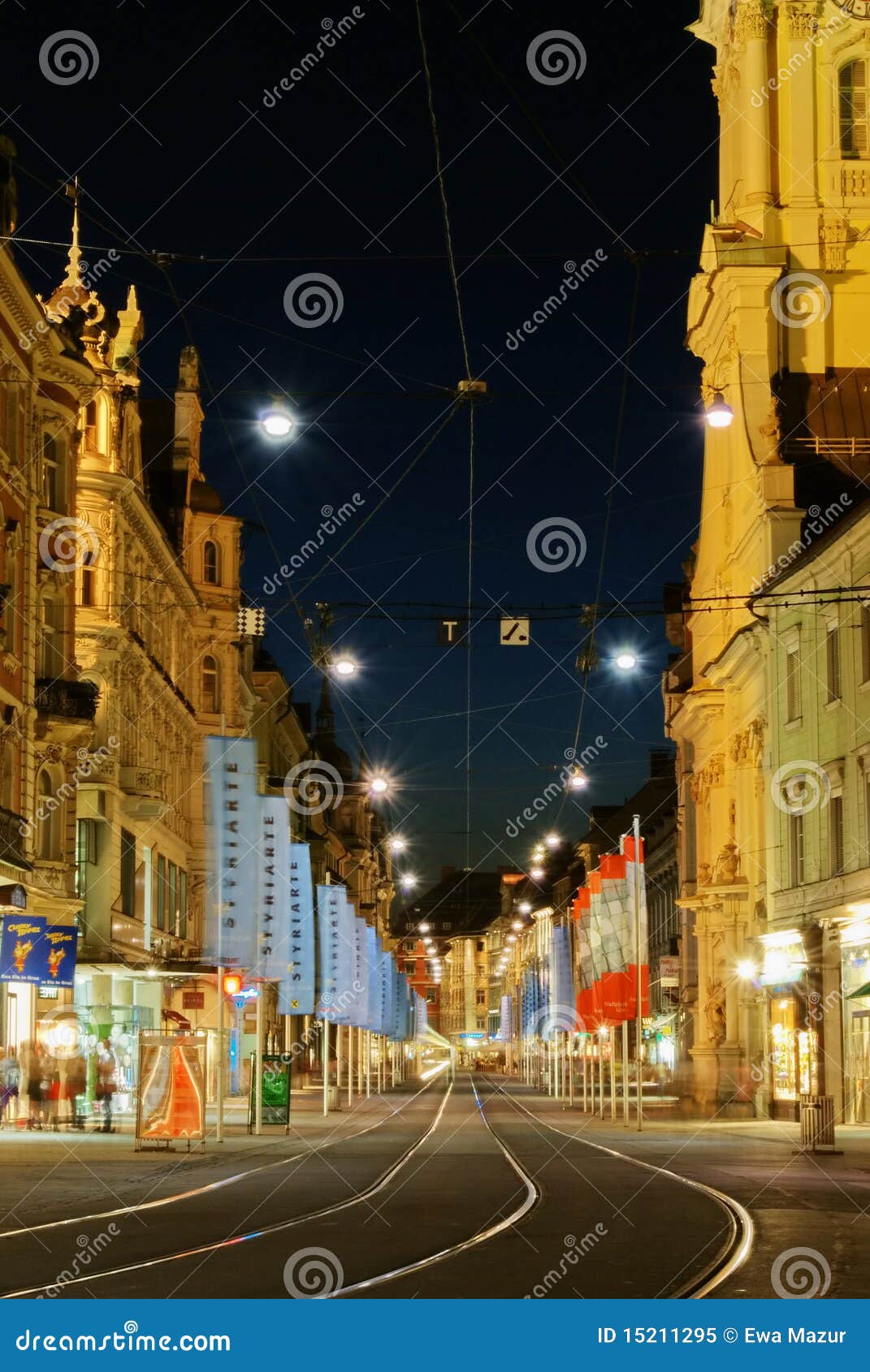 Graz by night. editorial image. Image of building, city - 15211295