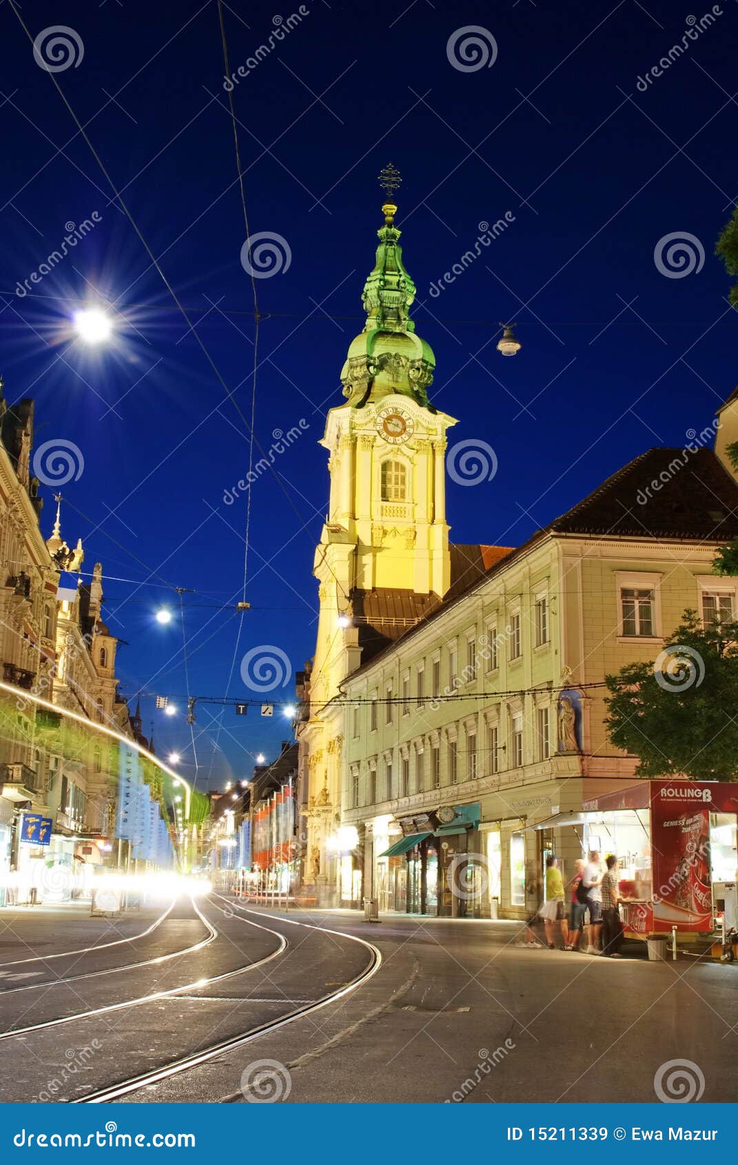 Graz by night. editorial stock image. Image of architecture - 15211339
