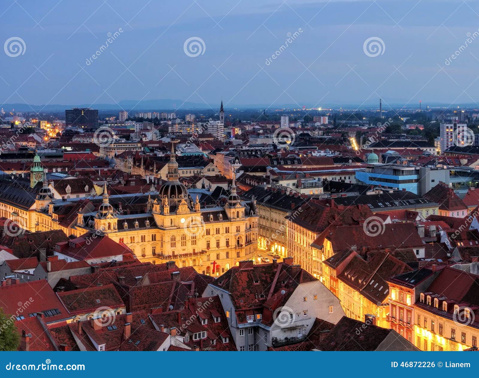 Graz townhall night stock photo. Image of city, austria - 46872226