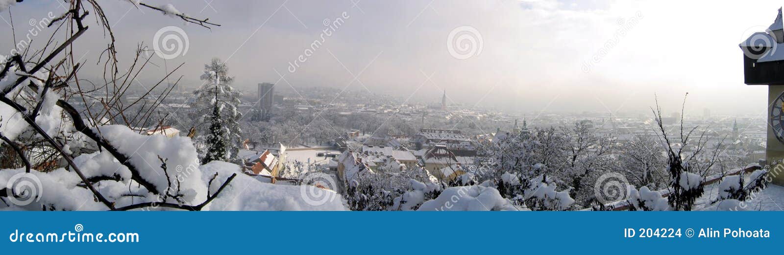 Graz winter panorama stock photo. Image of tower, winter - 204224