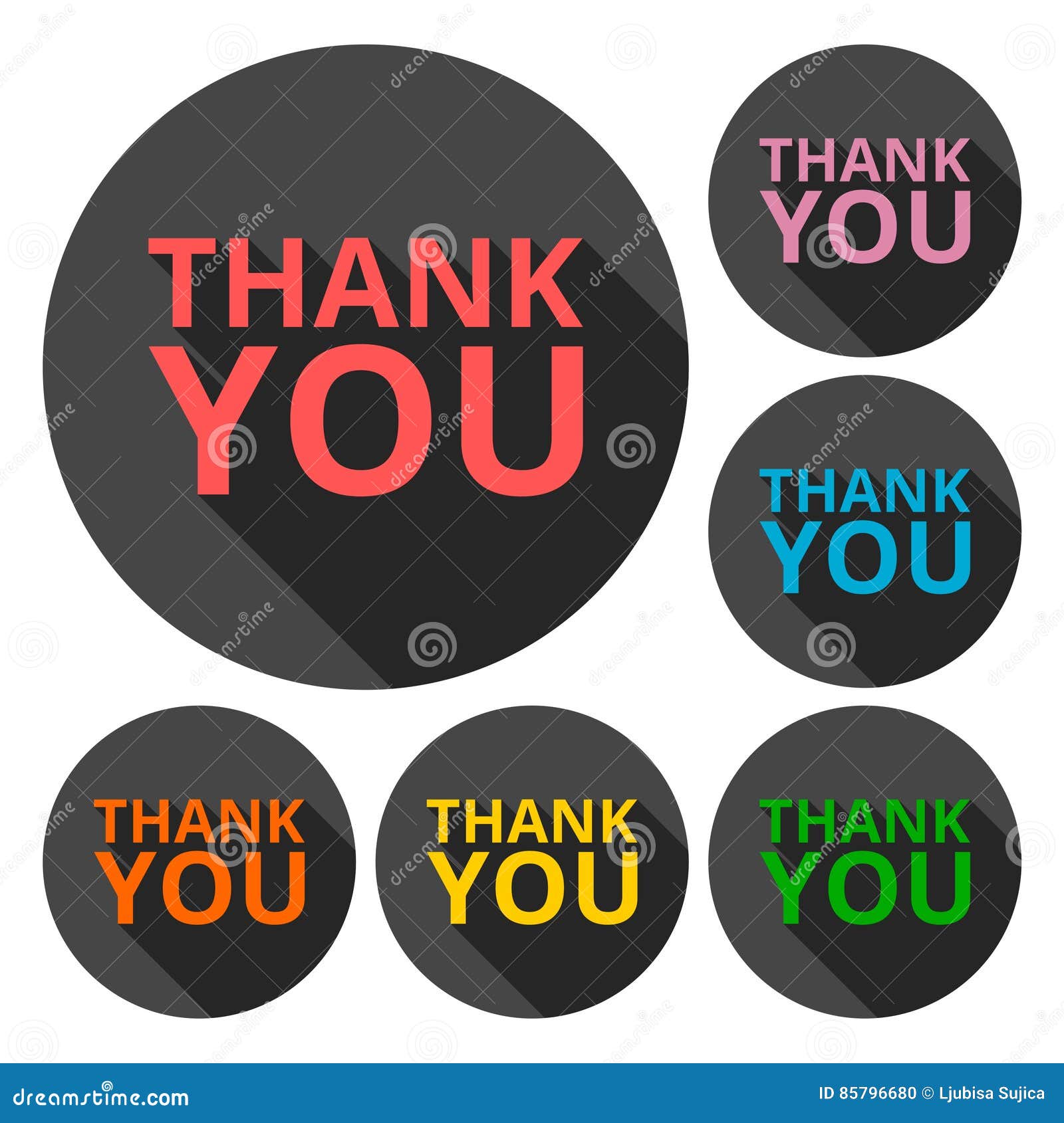 Grazie Icone Messe Con Ombra Lunga Illustrazione Vettoriale ...