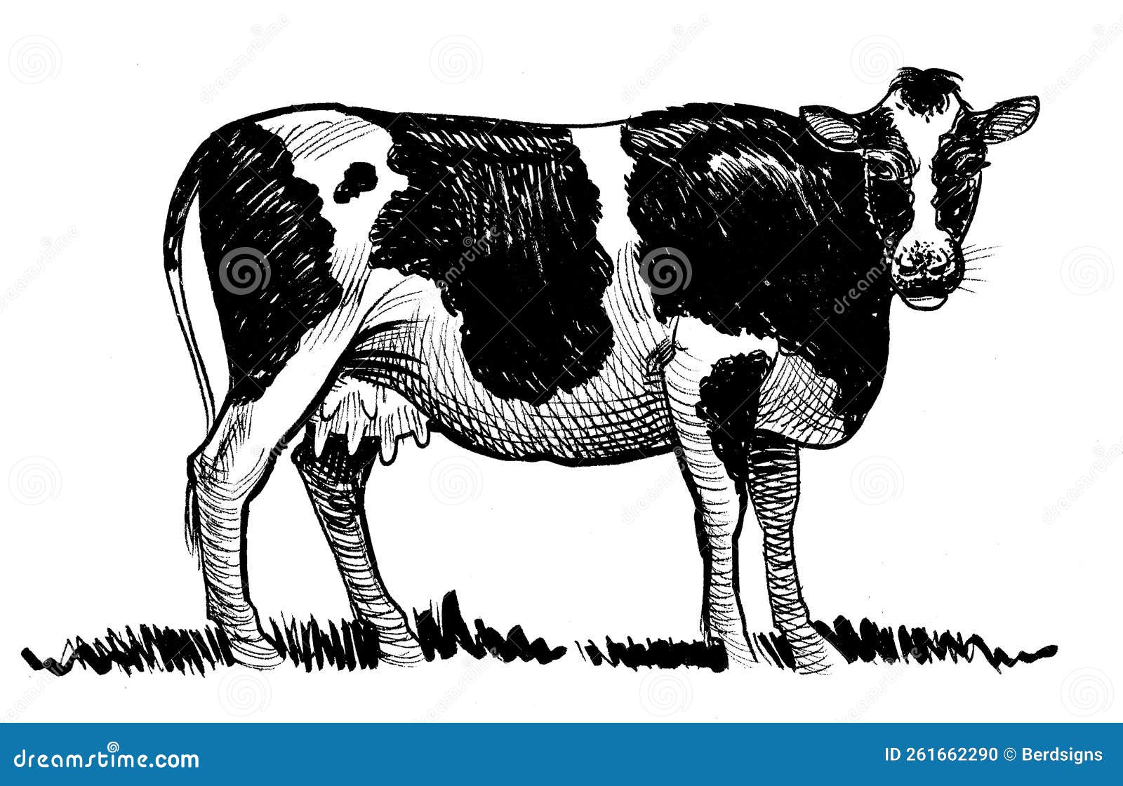 Grazing cow stock illustration. Illustration of milk - 261662290