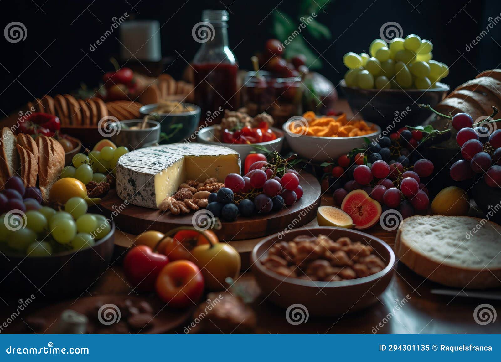Grazing Table with Delicious Food Stock Illustration - Illustration of ...