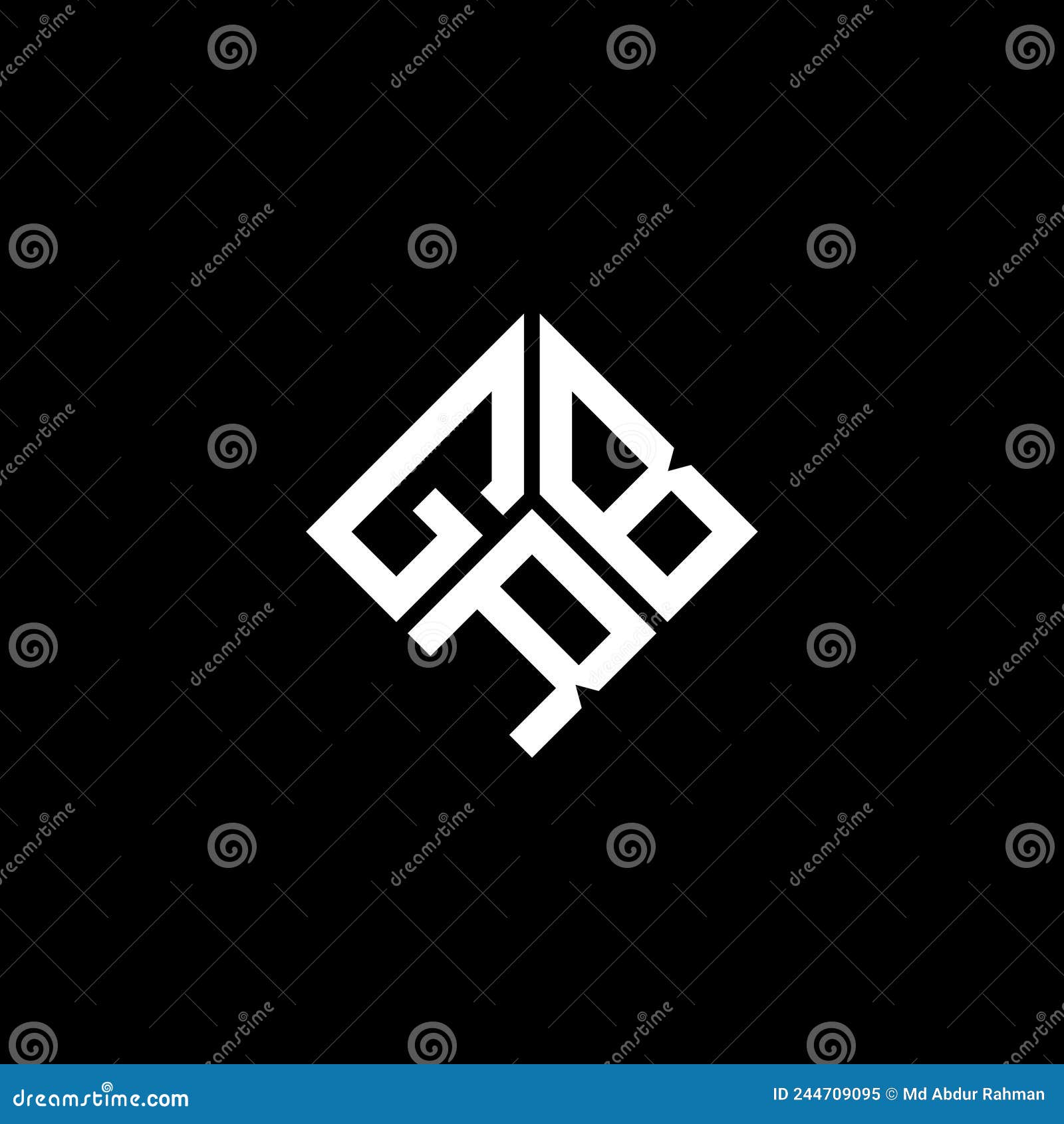 GRB Letter Logo Design on Black Background. GRB Creative Initials ...