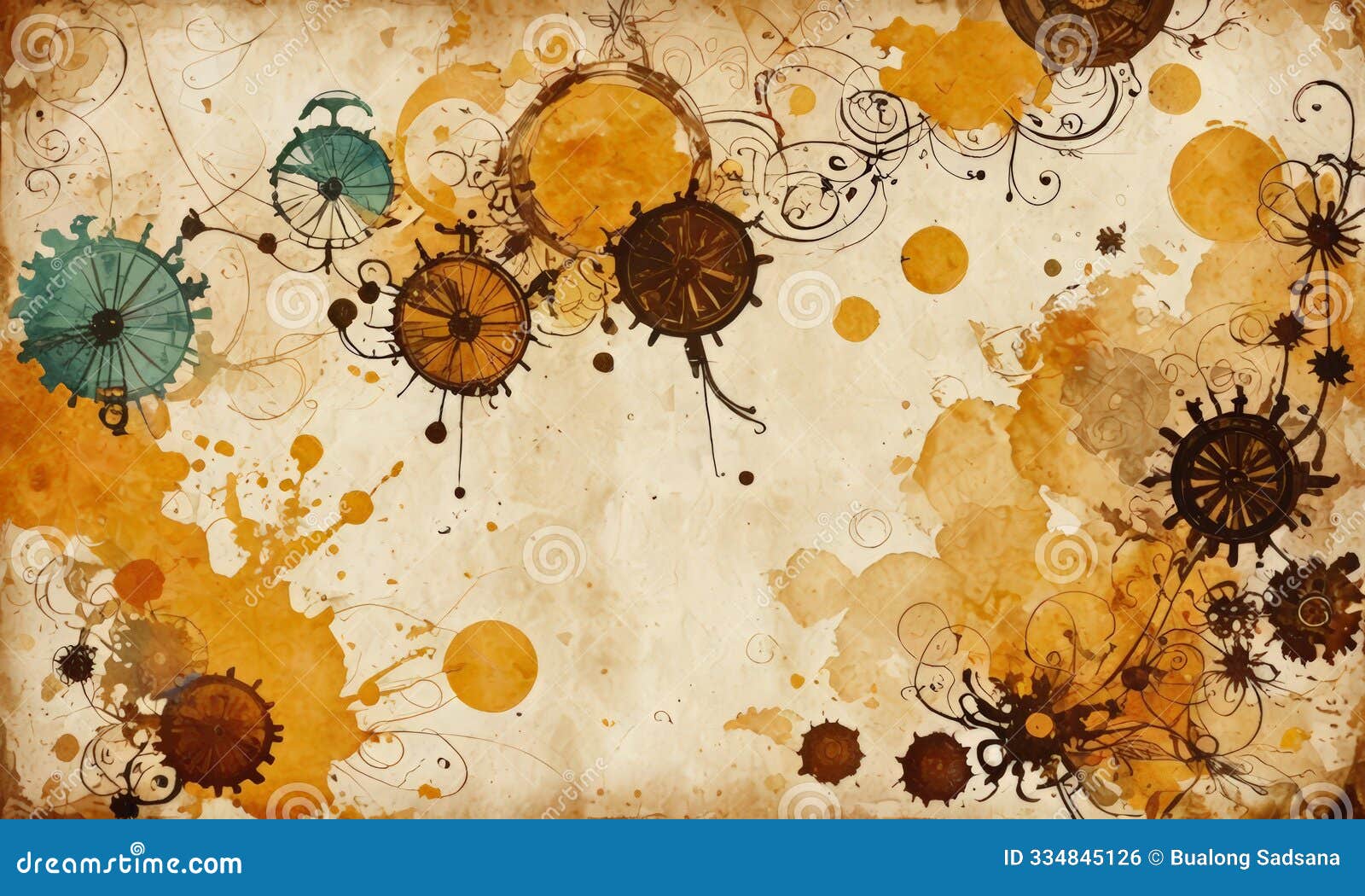 Gre Background with and Floral Elements Stock Illustration ...